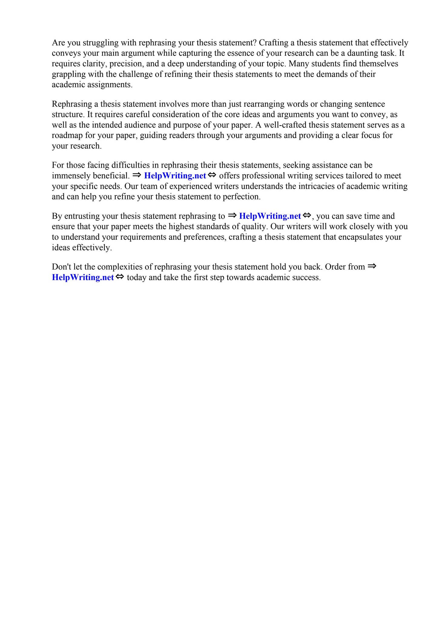 How To Rephrase My Thesis Statement by Southwest Minnesota State ...