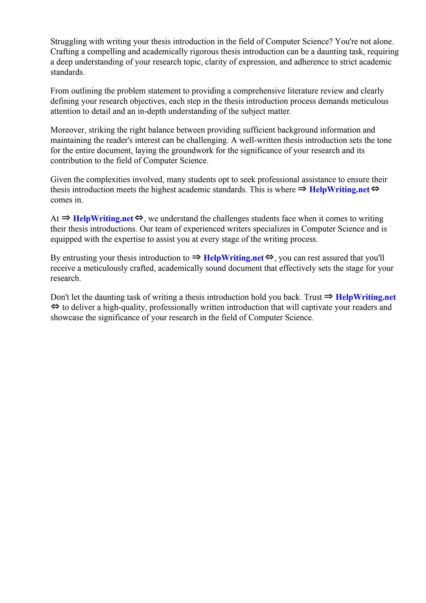 Thesis Introduction Sample Computer Science by Fort Hays State ...