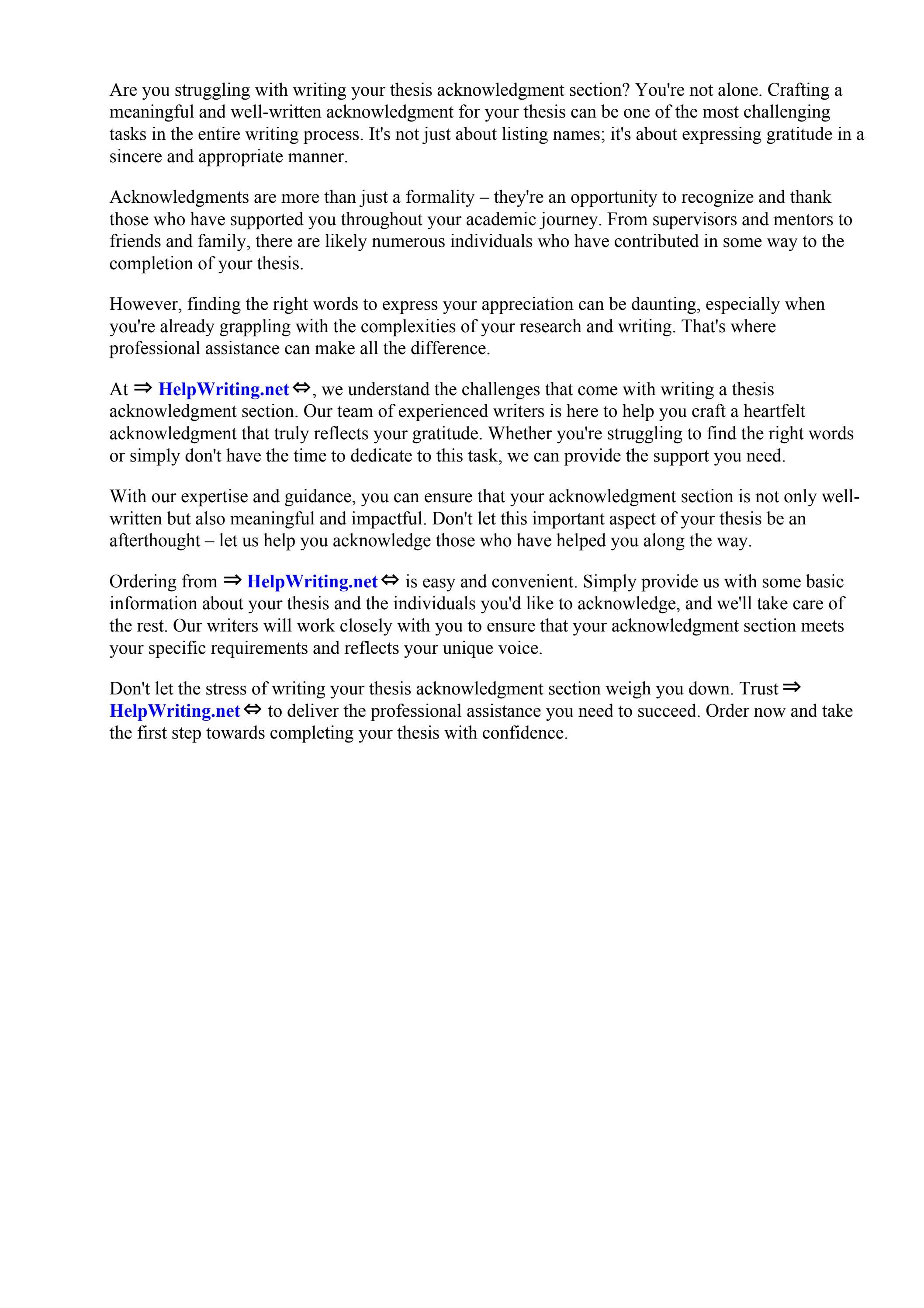 Acknowledgement Of Thesis Examples by Southwest Minnesota State ...