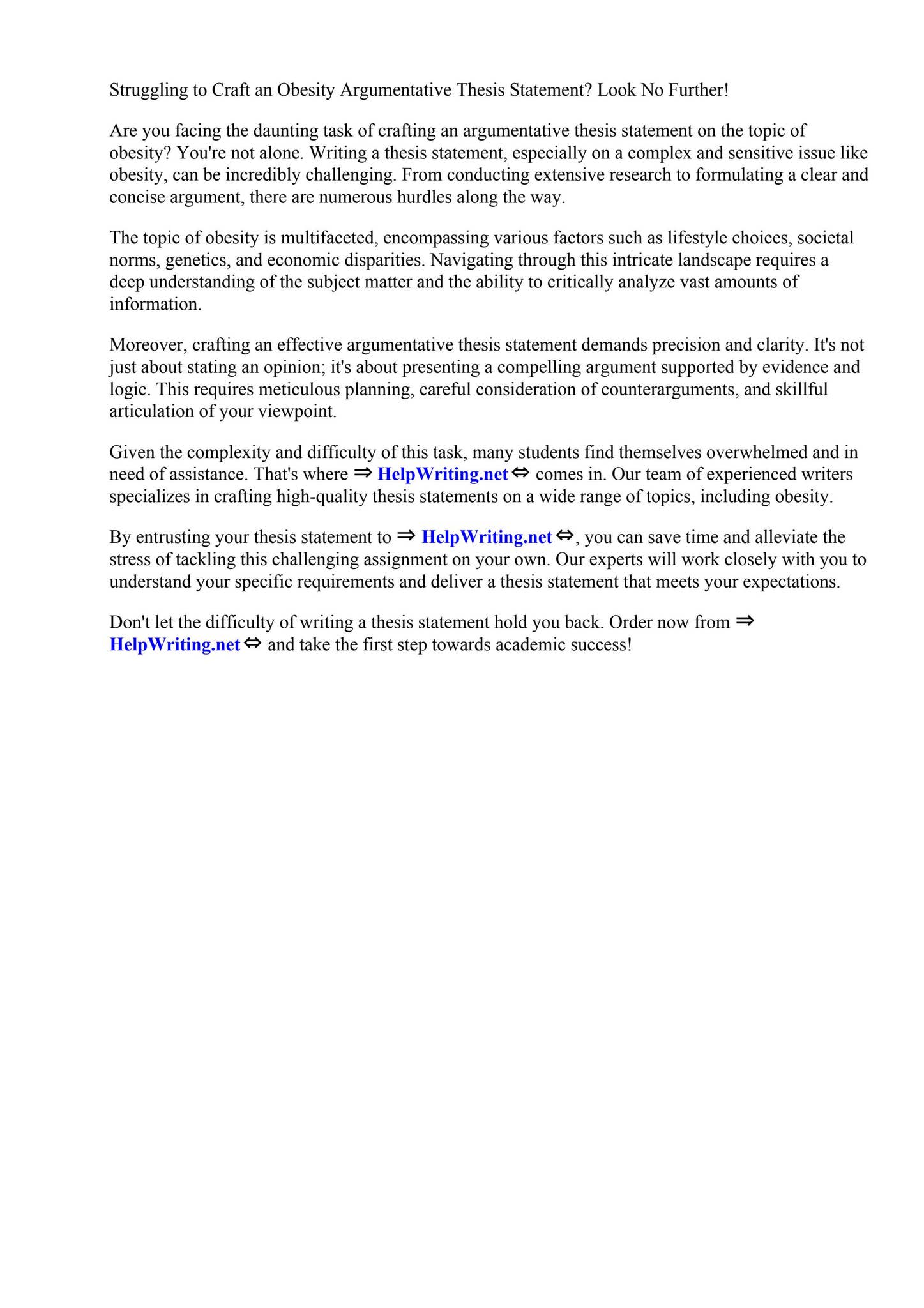 Obesity Argumentative Thesis Statement by Lone Star College System - Issuu