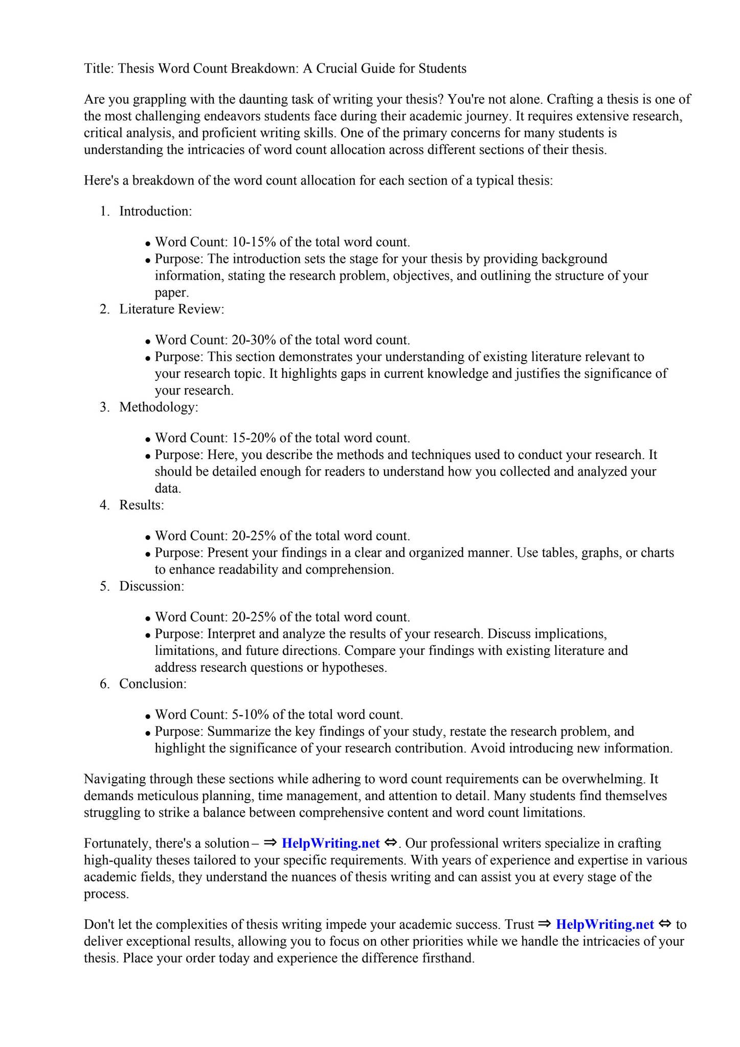 Thesis Word Count Breakdown by American Graduate University - Issuu
