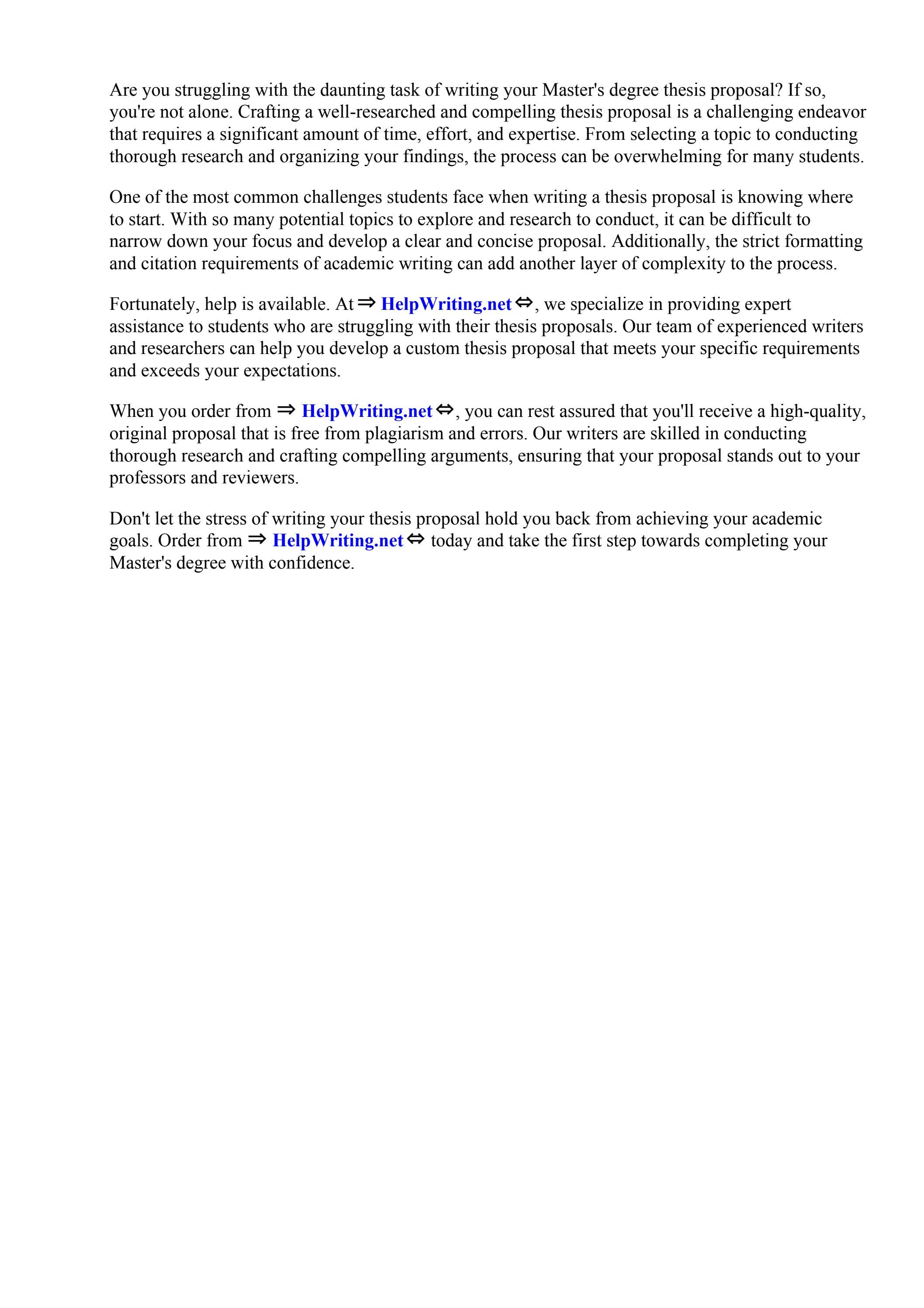 Master'S Degree Thesis Proposal Sample by Donnelly College - Issuu