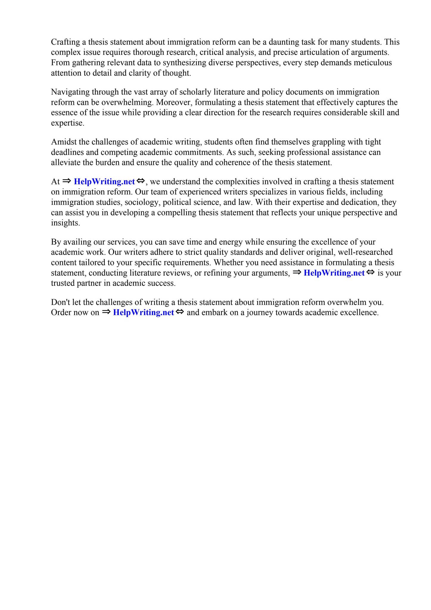 Thesis Statement About Immigration Reform by Saint Francis Medical ...