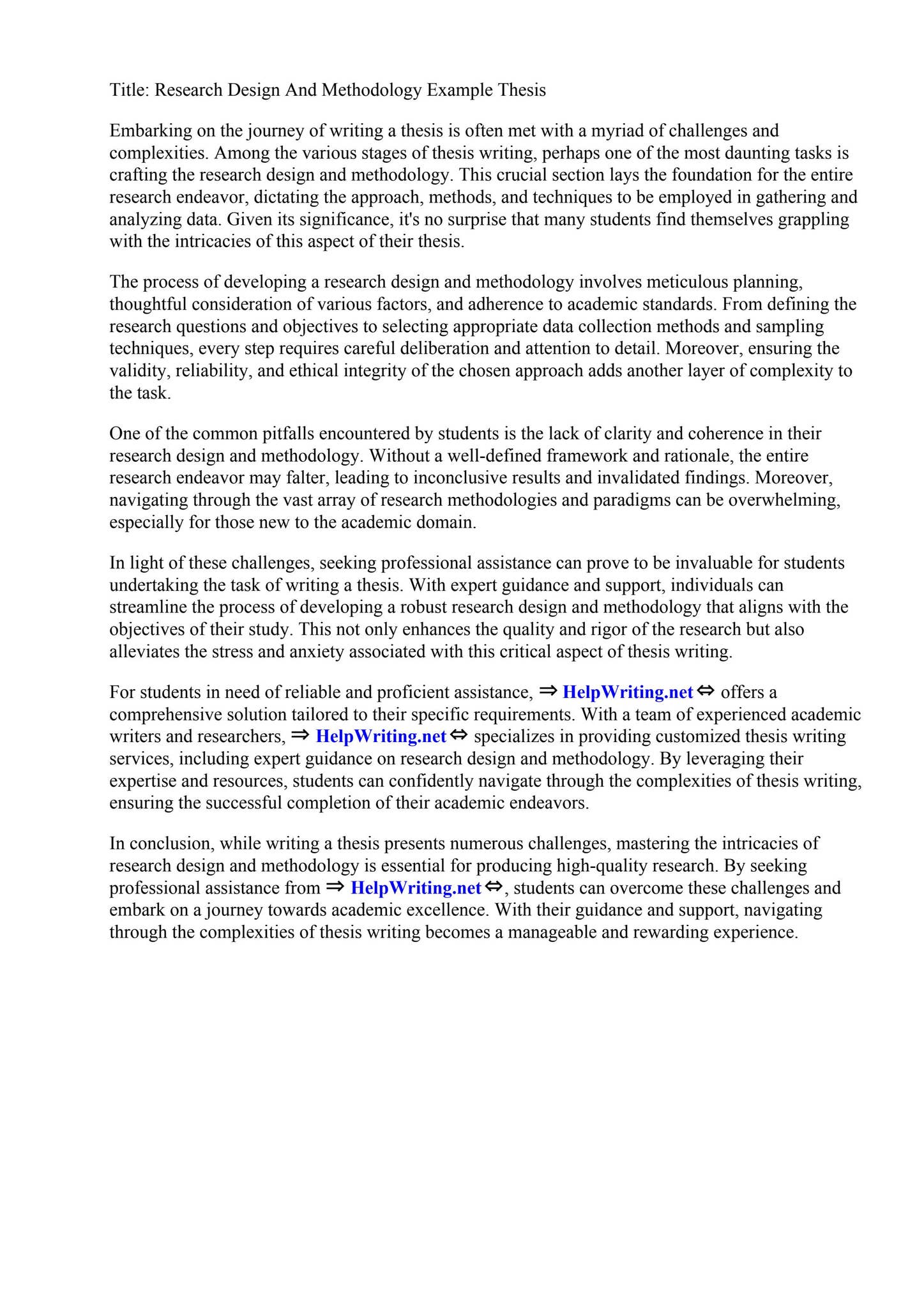 Research Design And Methodology Example Thesis by Ithaca College - Issuu