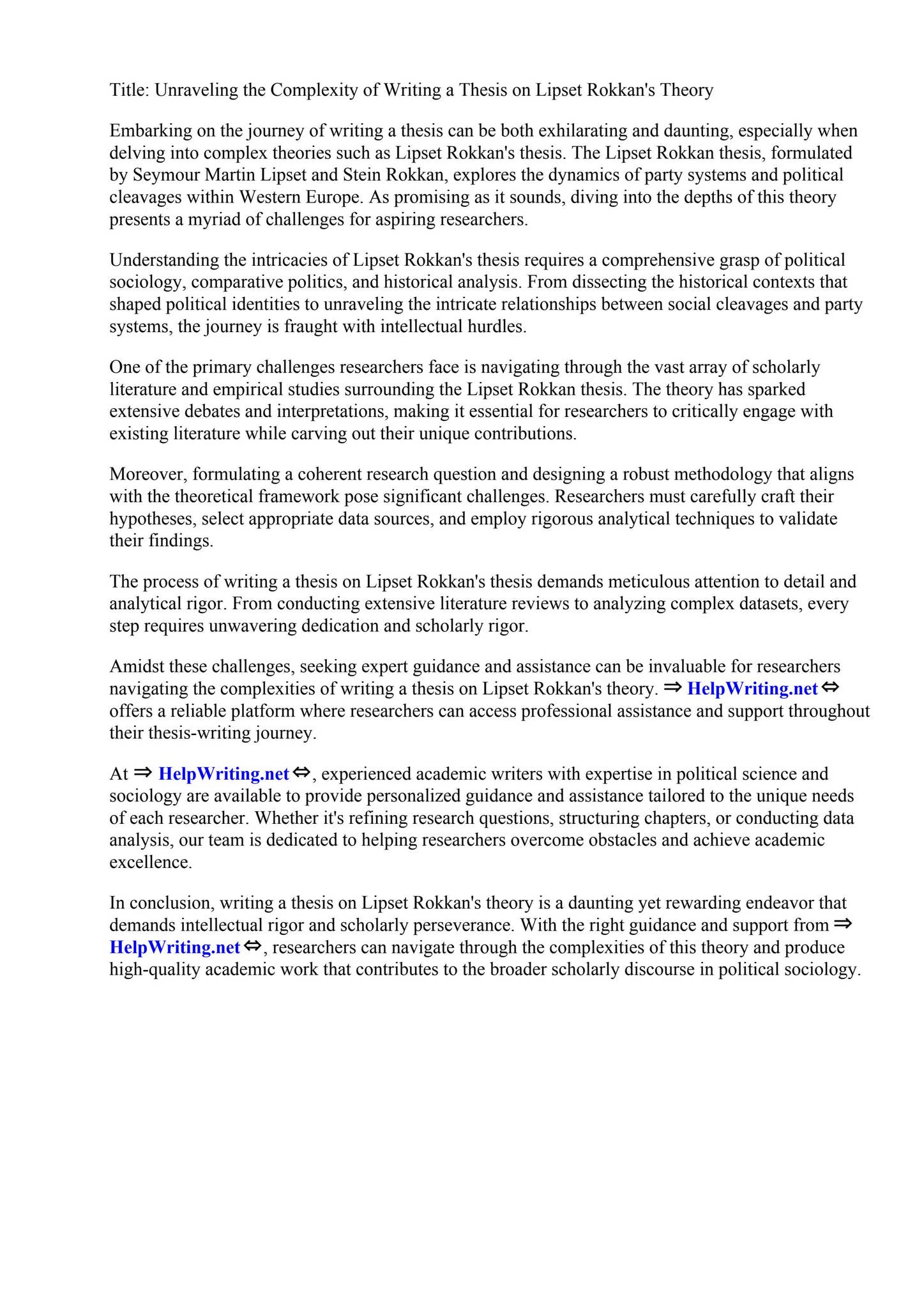 Lipset Rokkan Thesis by Coppin State University - Issuu