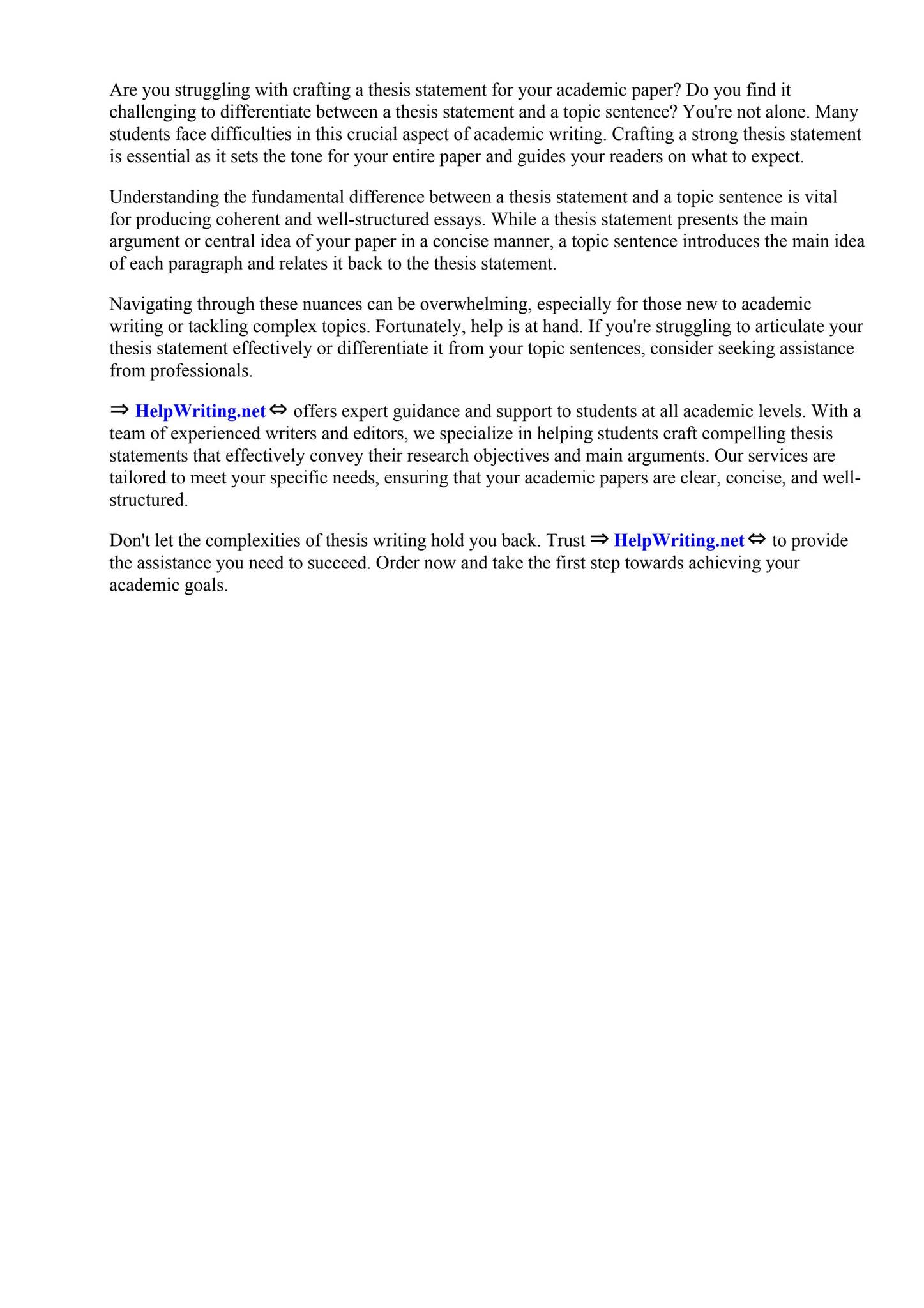 Thesis Statement Topic Sentence Difference by Northwest Arkansas ...