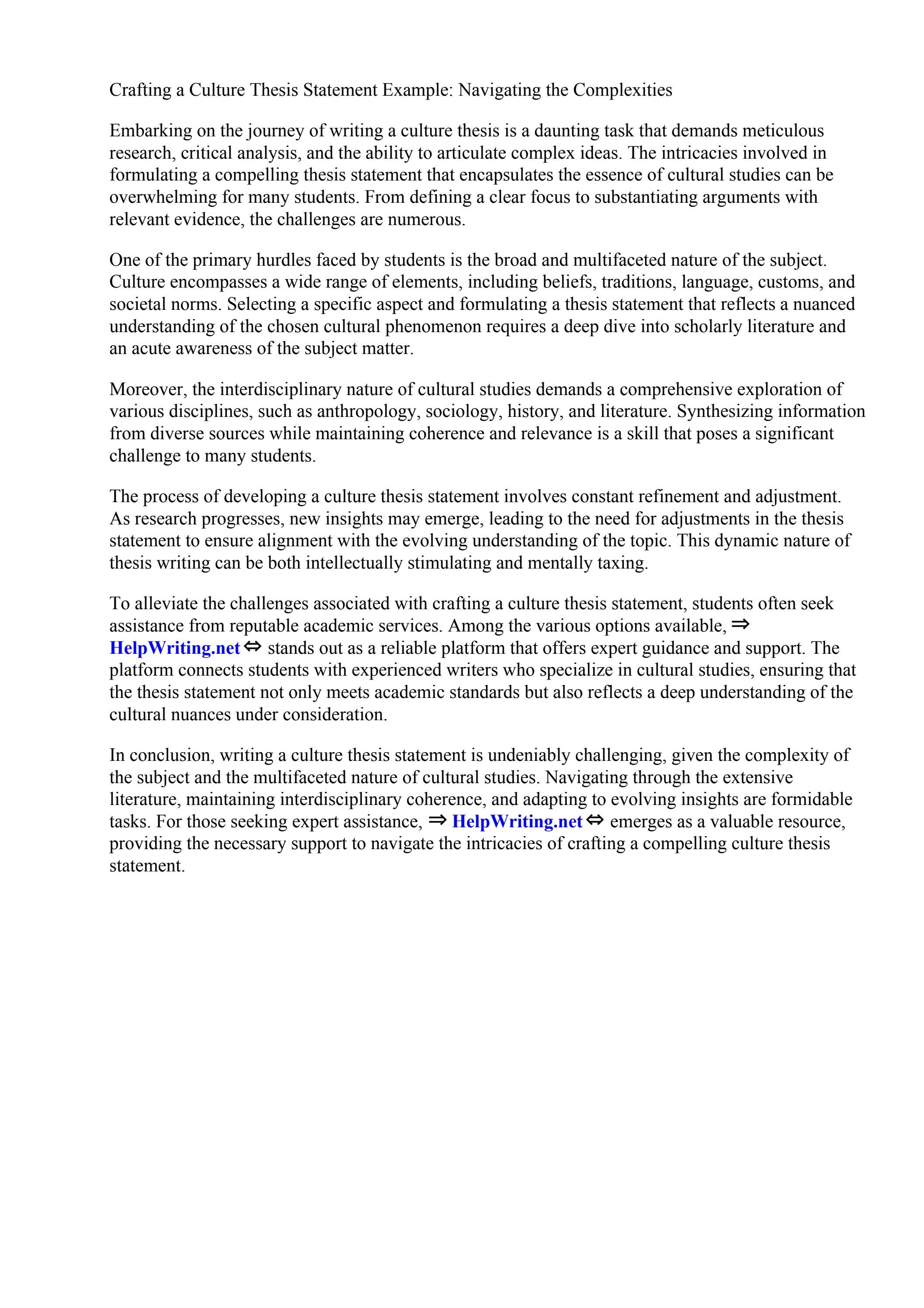 Culture Thesis Statement Example by Green River College - Issuu