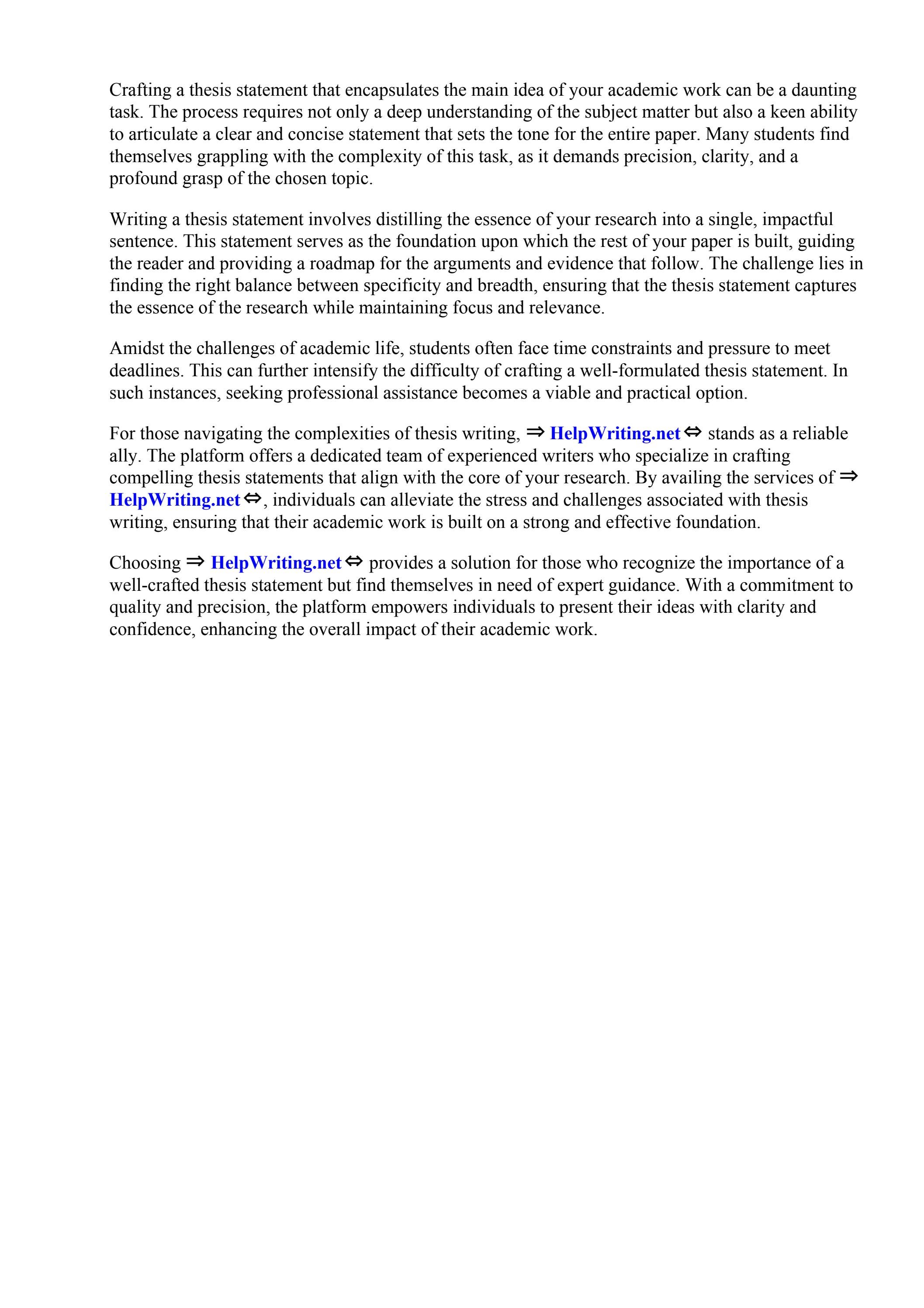 Thesis Statement Main Idea by Green River College - Issuu