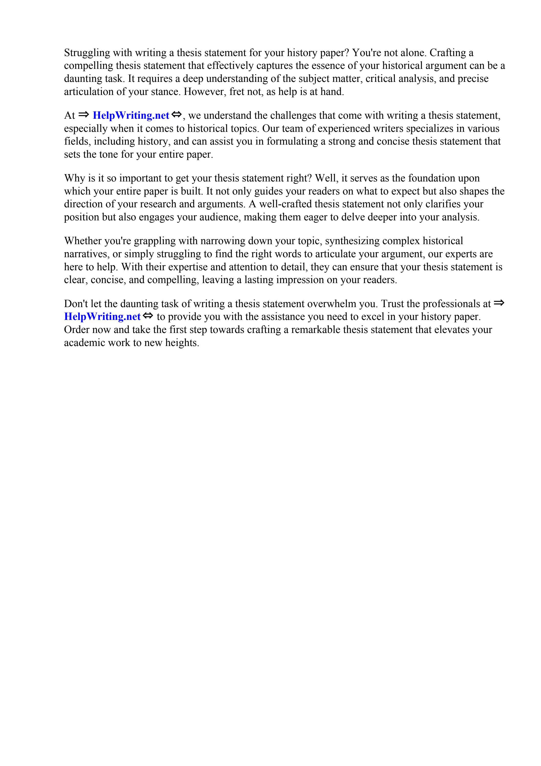 Write Thesis Statement History Paper by Techni-Pro Institute - Issuu