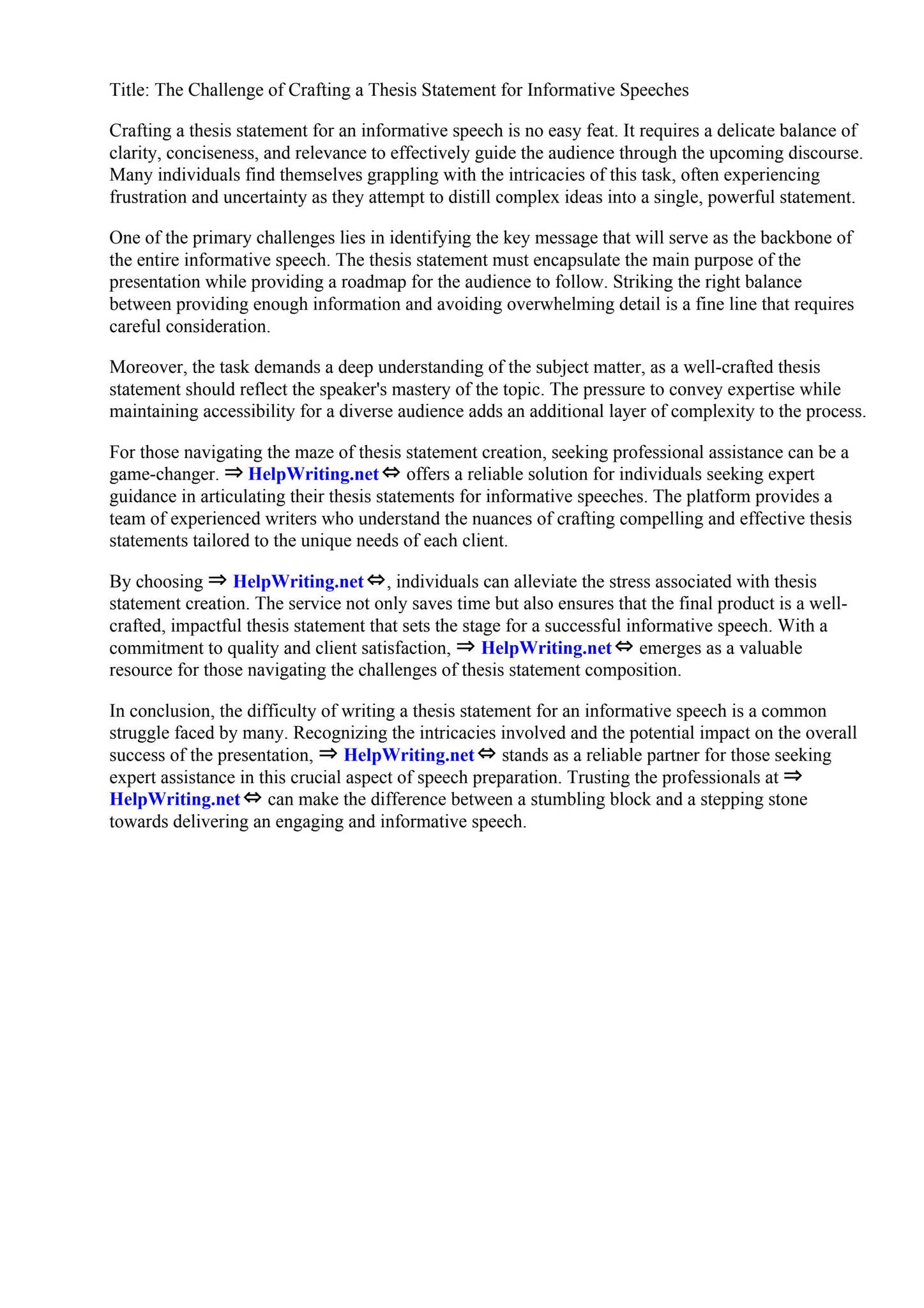Writing A Thesis Statement For Informative Speech by Cogswell ...