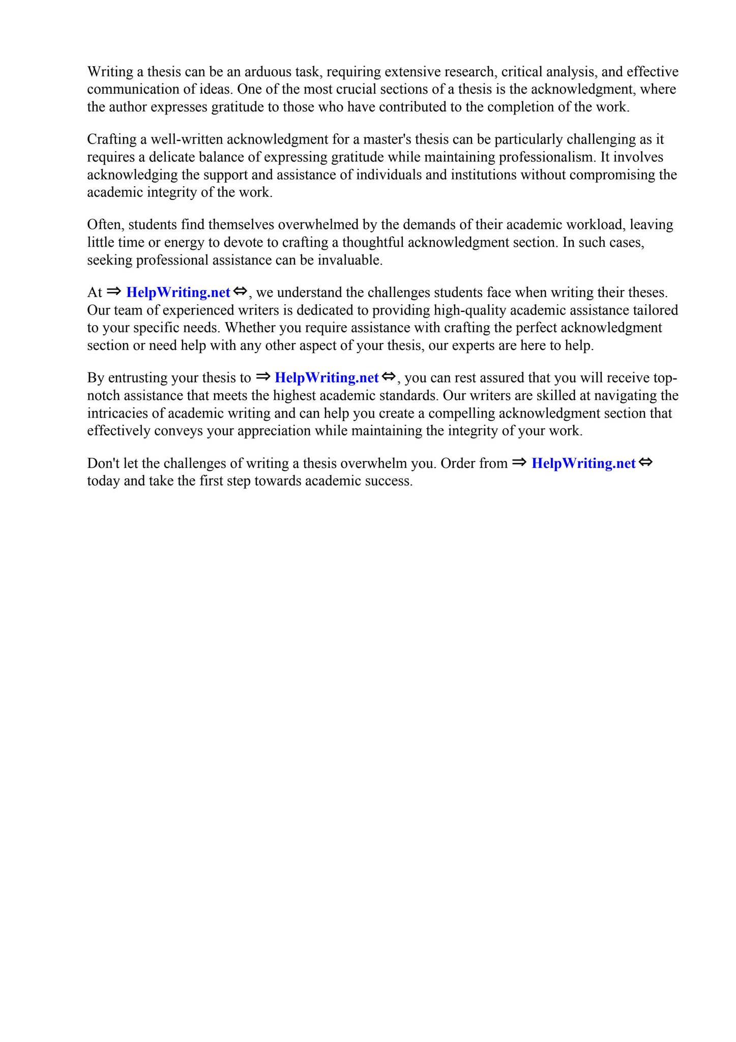Sample Acknowledgment Master Thesis by University of Mobile - Issuu