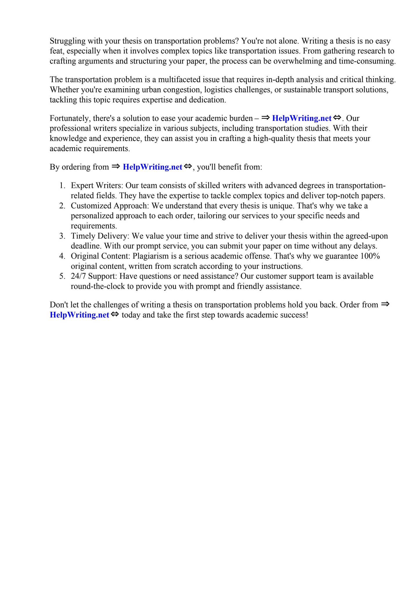 Thesis Transportation Problem by Northwestern State University of ...