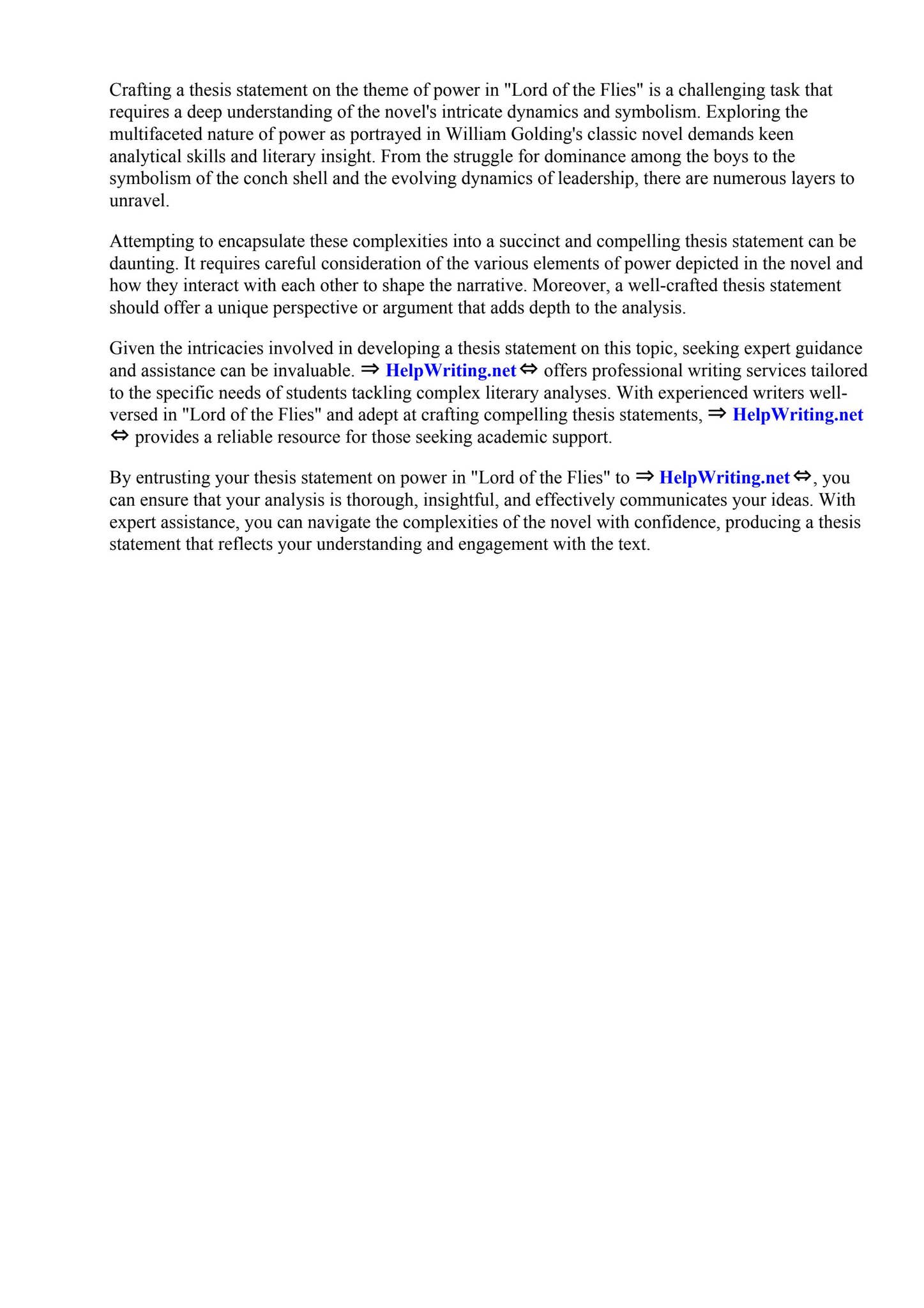 Thesis Statement On Power In Lord Of The Flies by Maine College of Art ...