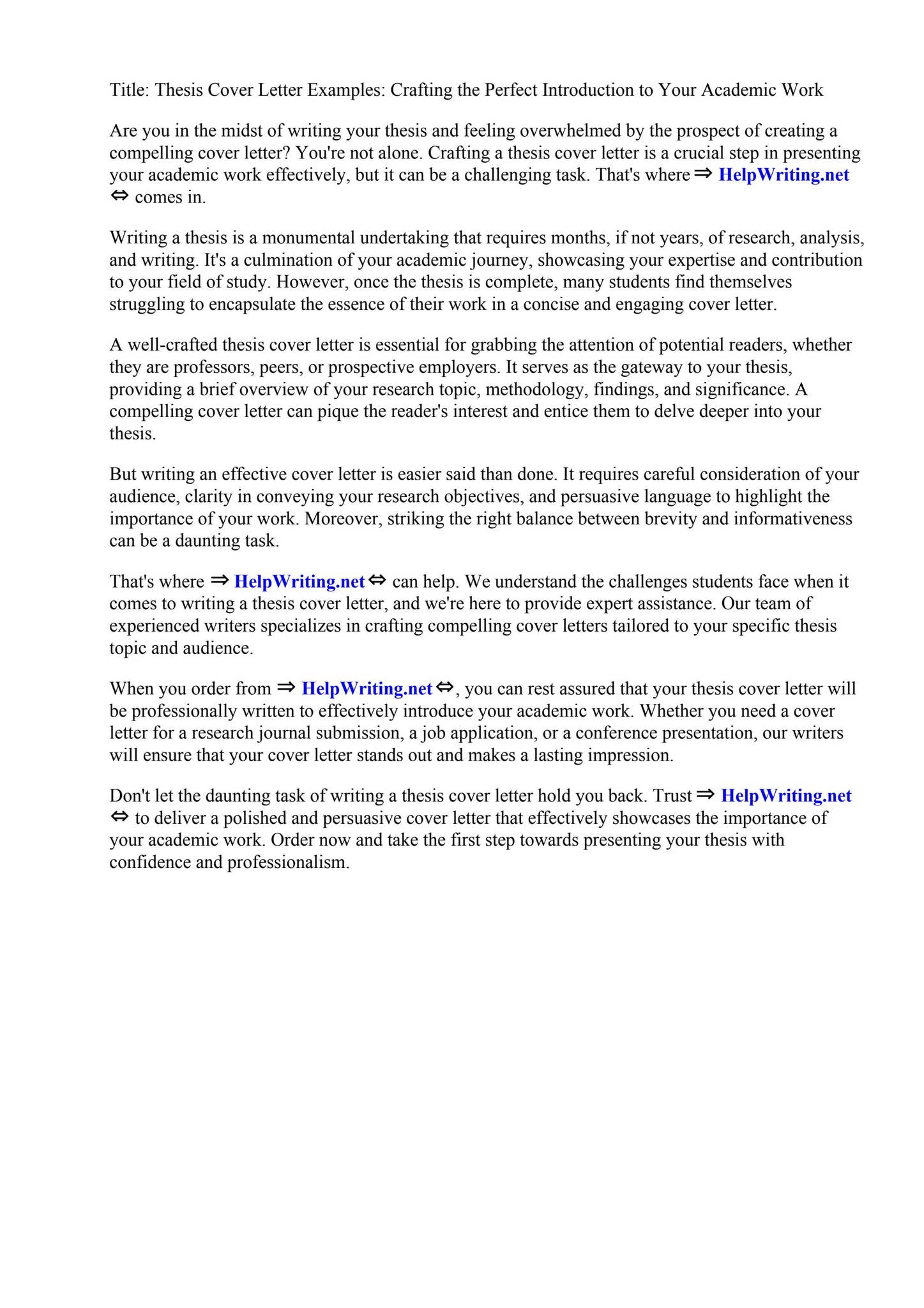 Thesis Cover Letter Examples by Nova Southeastern University - Issuu