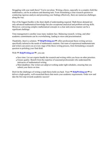 Math Thesis Sample by Kalamazoo Valley Community College - Issuu