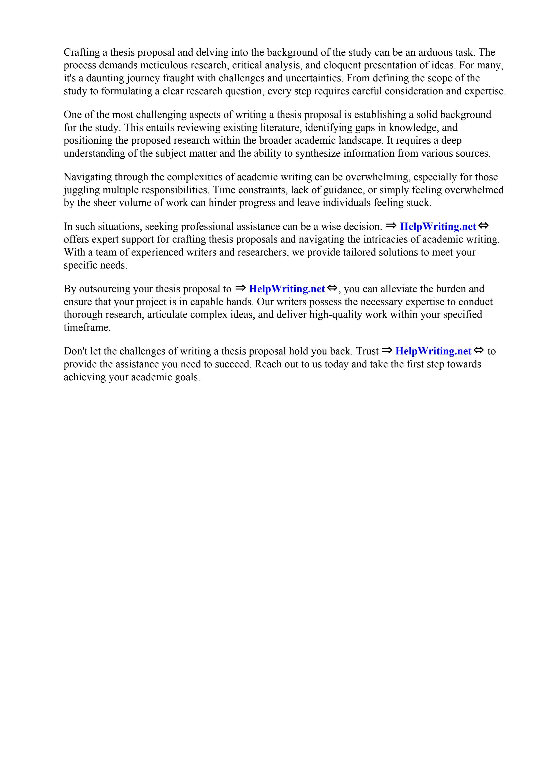 Thesis Proposal Background Of The Study by Centralia College - Issuu