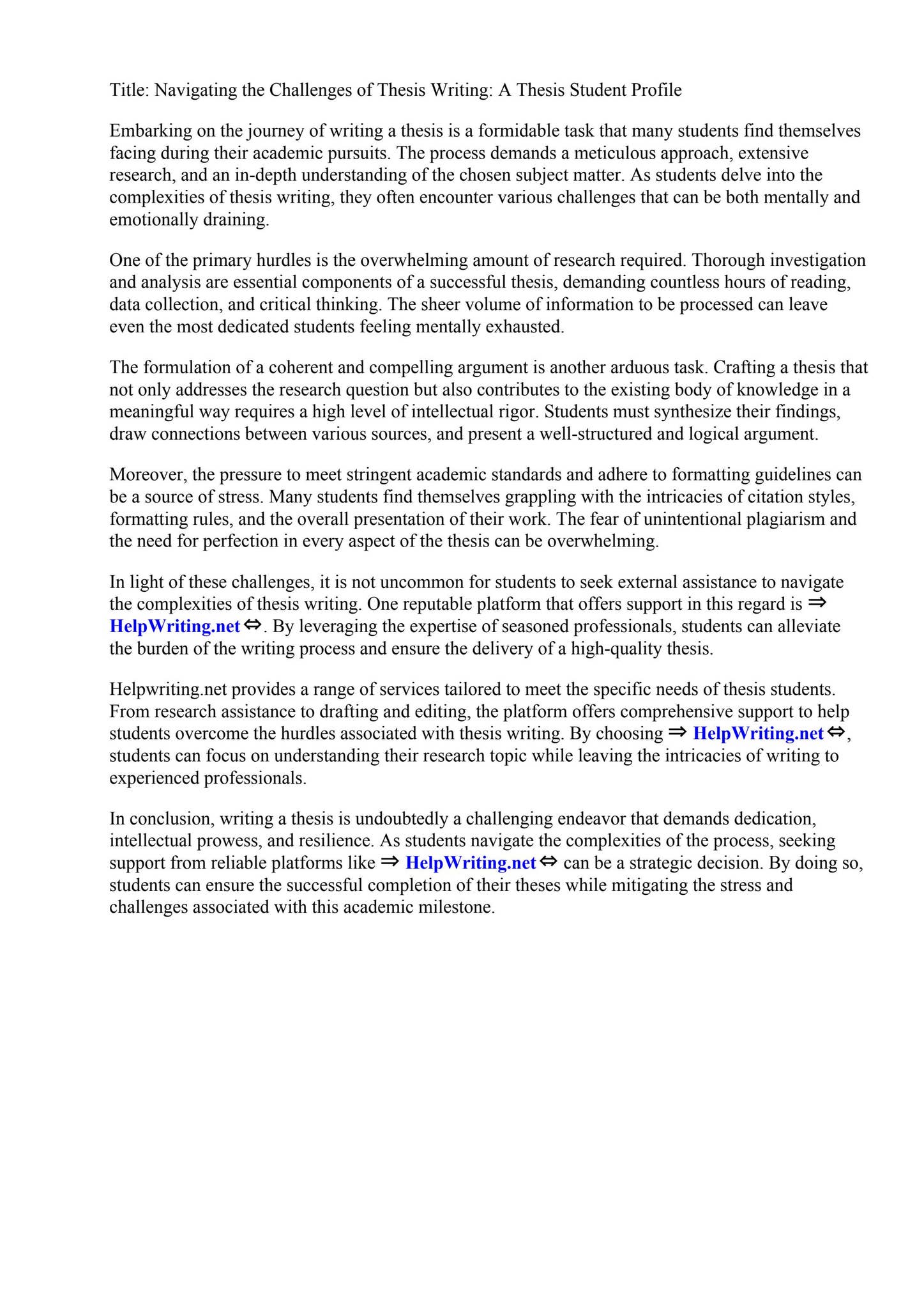 Thesis Student Profile by The College at Brockport - Issuu