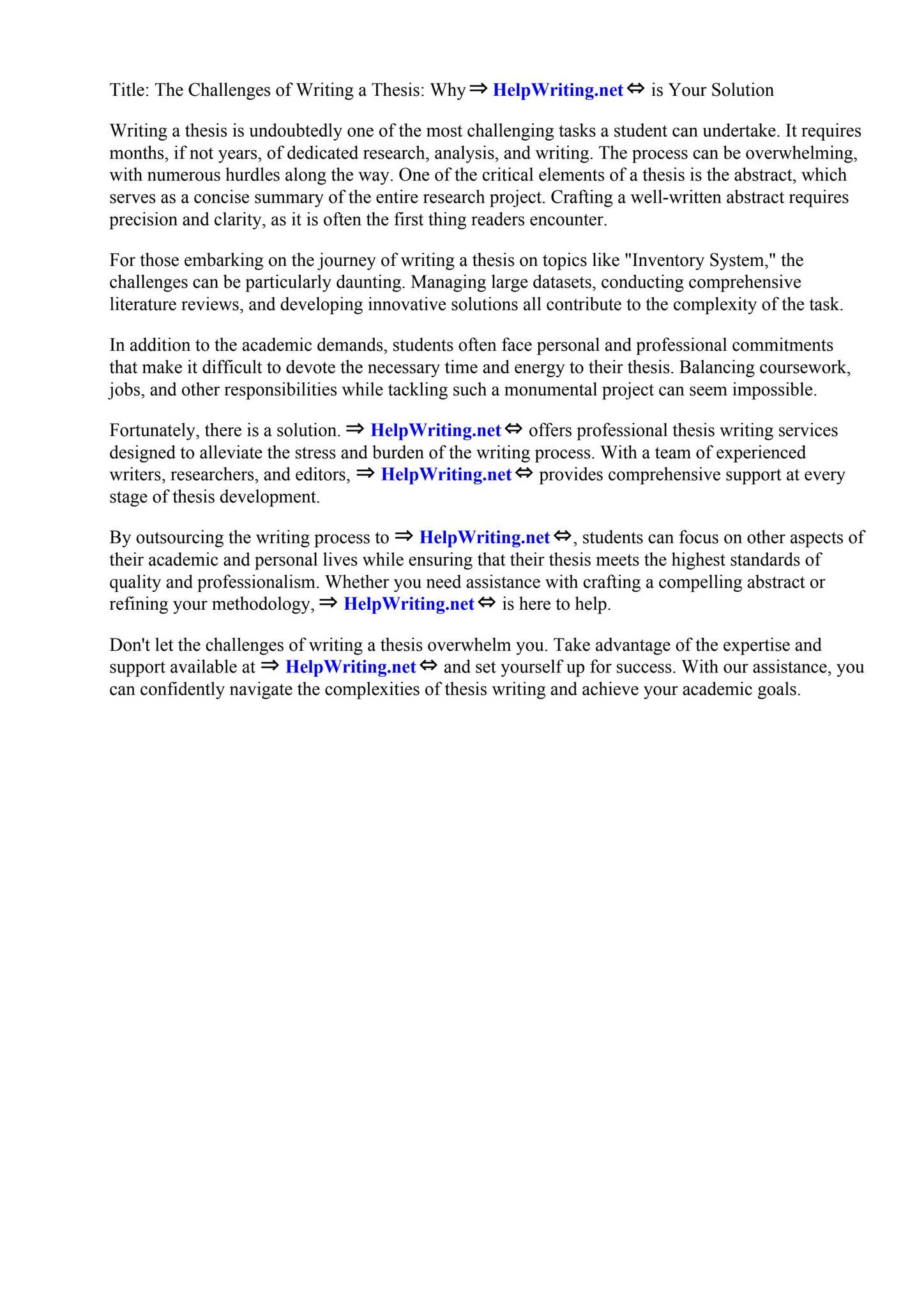 Sample Abstract For Inventory System Thesis by University of ...