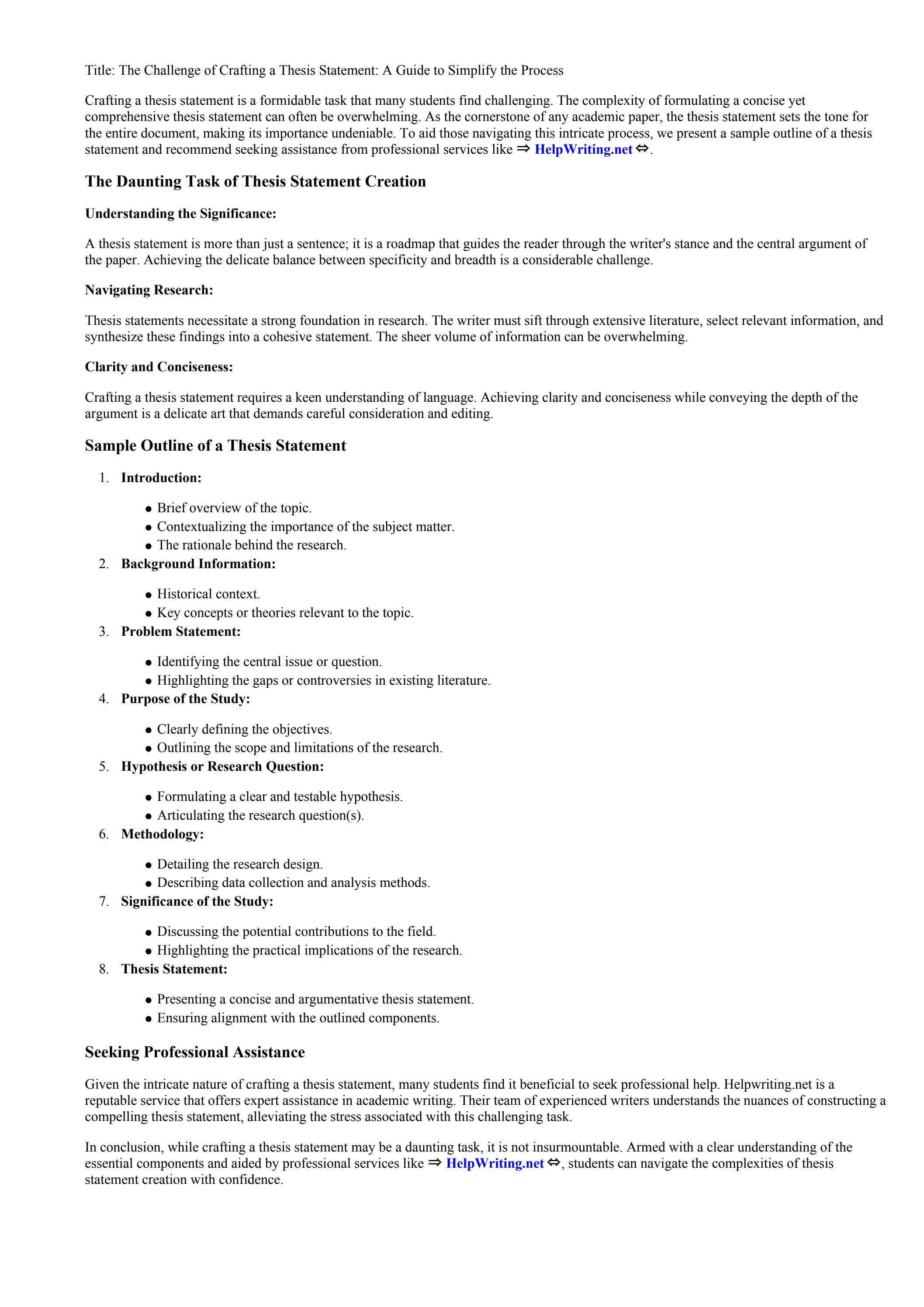 Sample Outline Of Thesis Statement by Fresno City College - Issuu