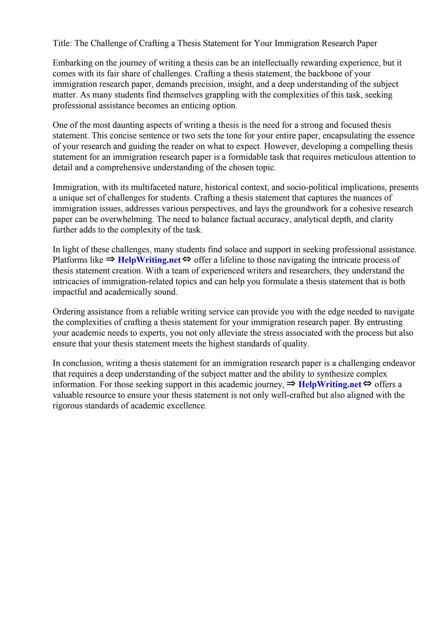 Thesis Statement For Immigration Research Paper by Dorsey Schools - Issuu