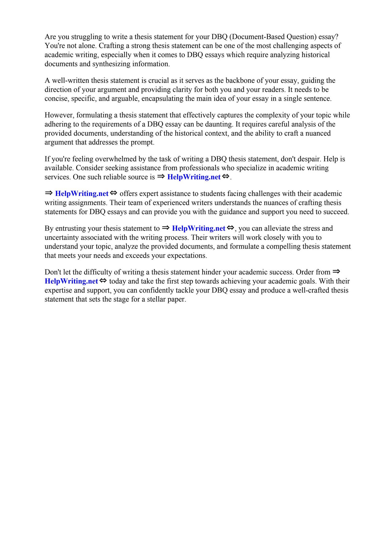 Dbq Thesis Statement Example by Garrett College - Issuu