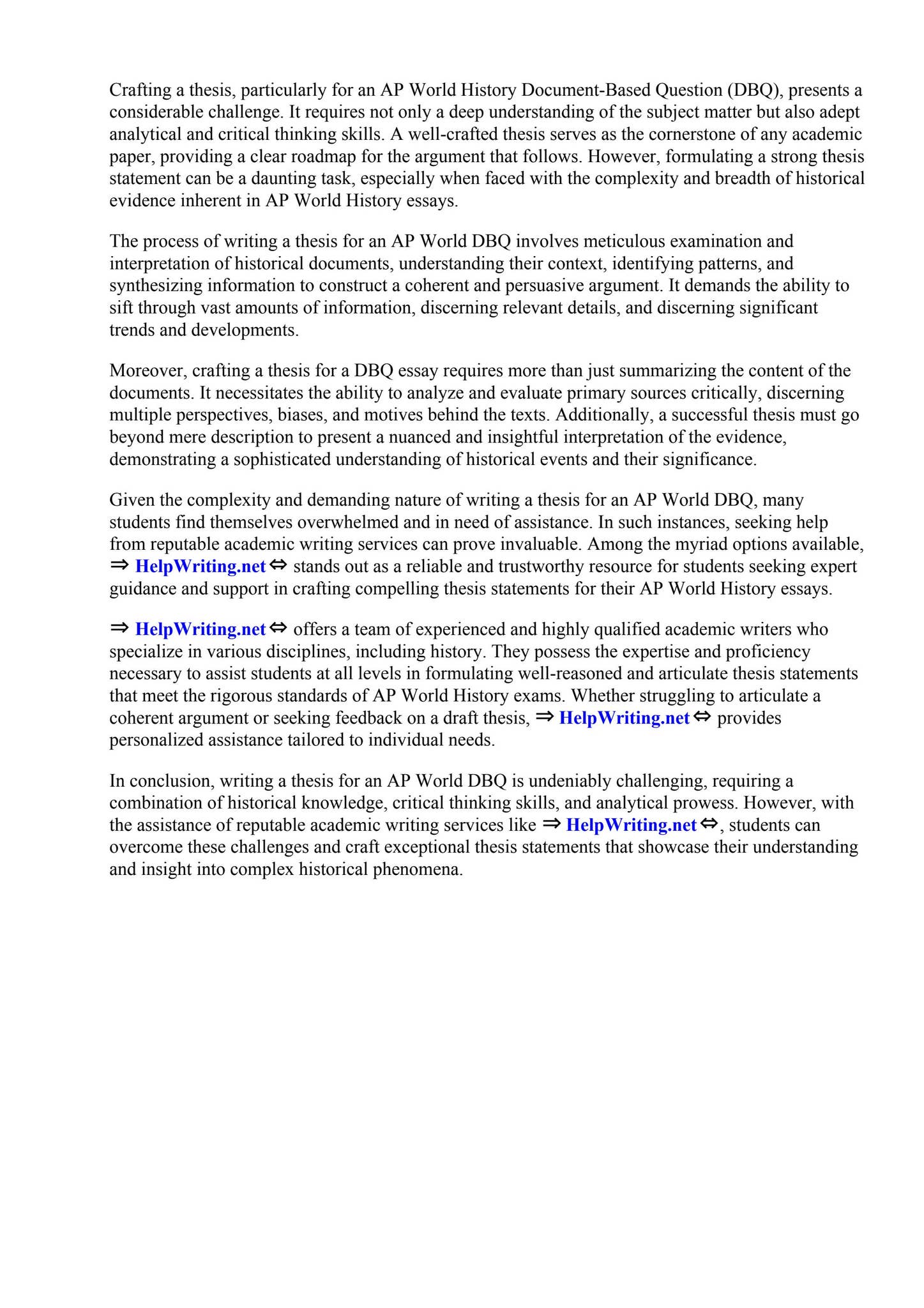 Ap World Dbq Thesis Example by William Carey University - Issuu