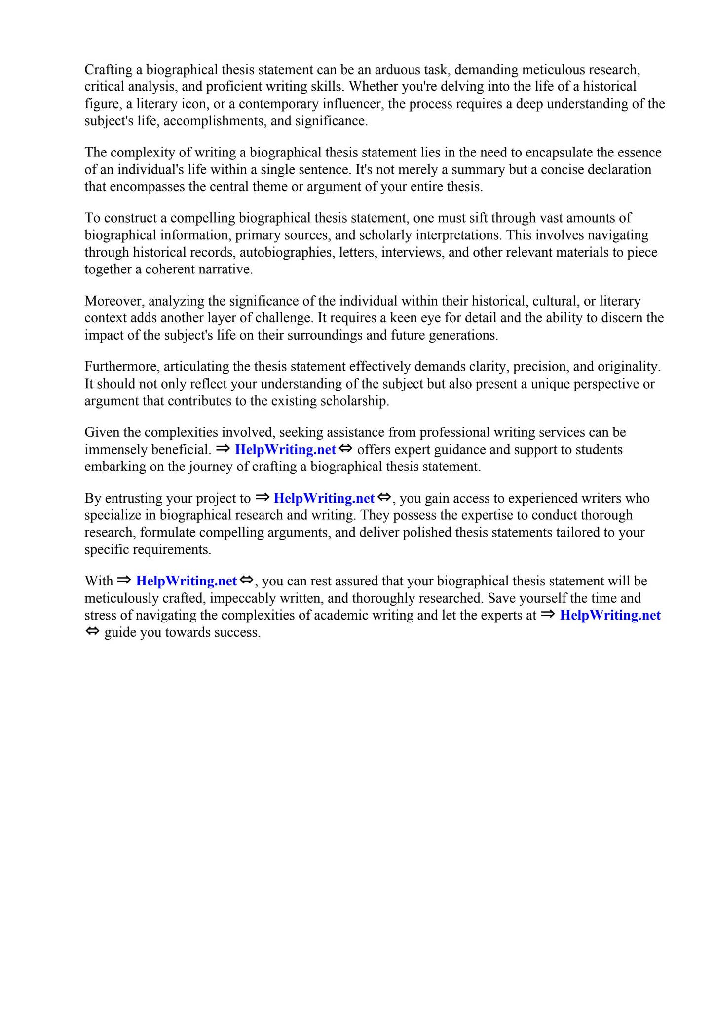 Biographical Thesis Statement Examples by Trine University - Issuu