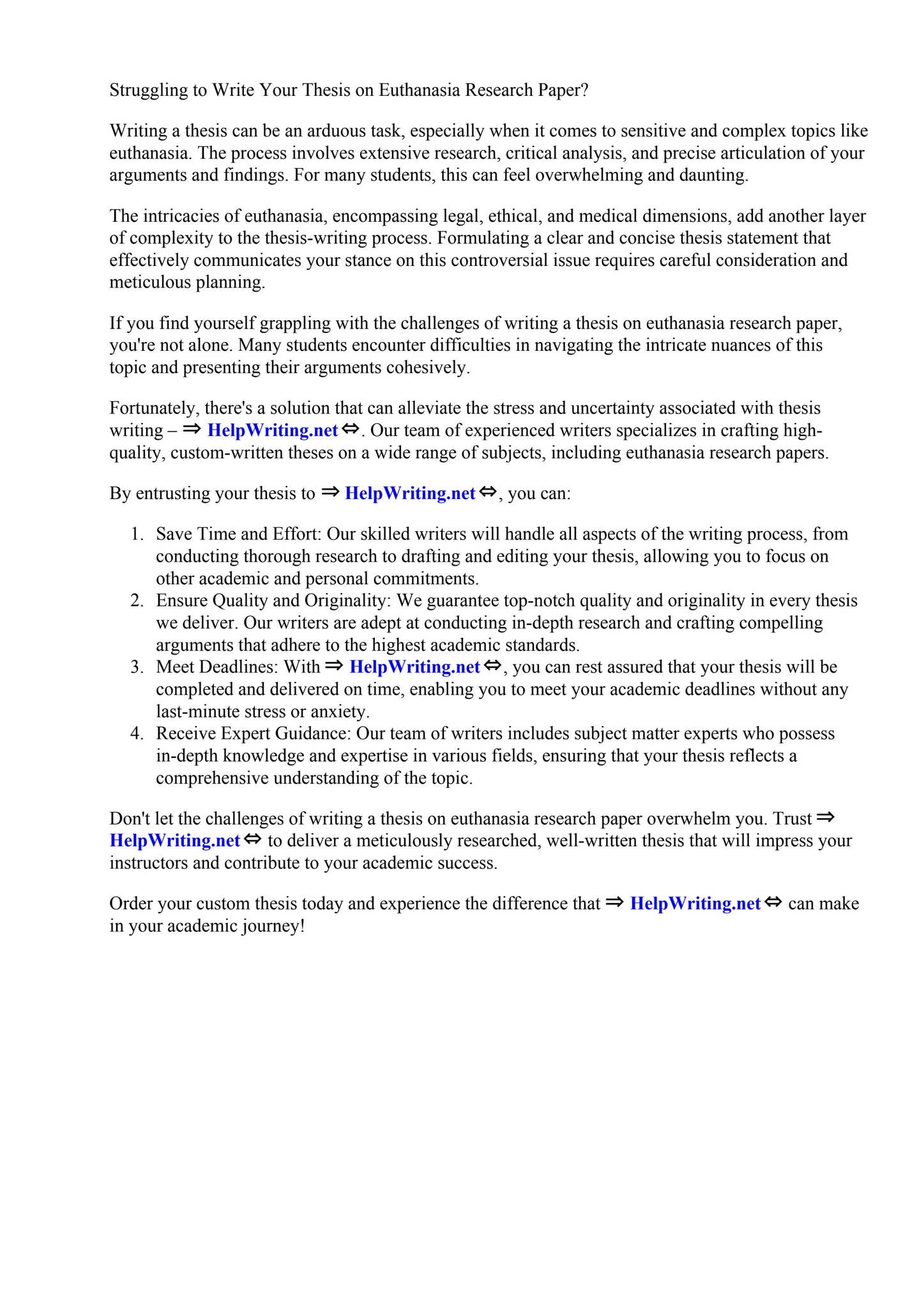 Thesis Statement Euthanasia Research Paper by Covenant College - Issuu