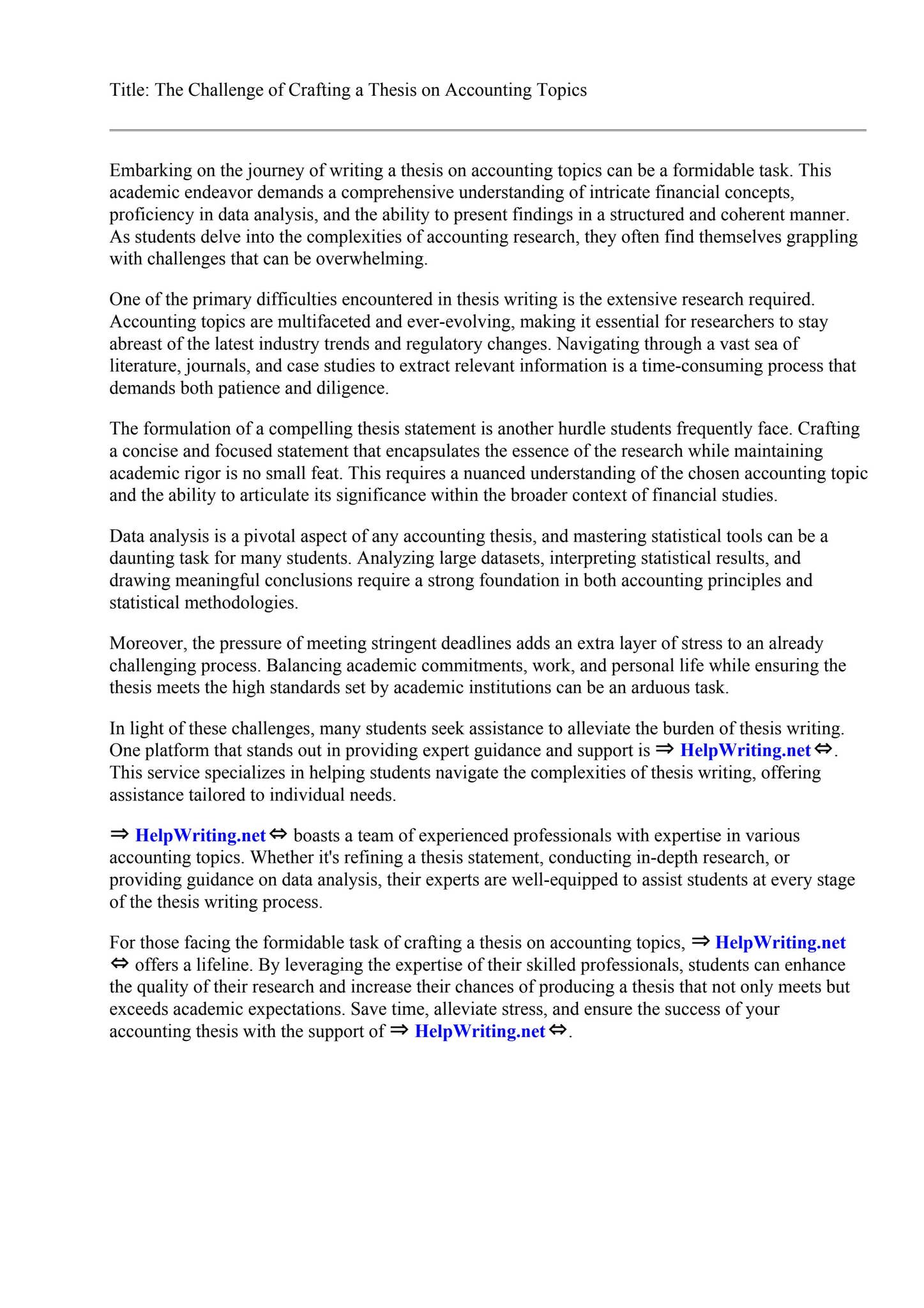 Thesis Accounting Topics by Trine University - Issuu