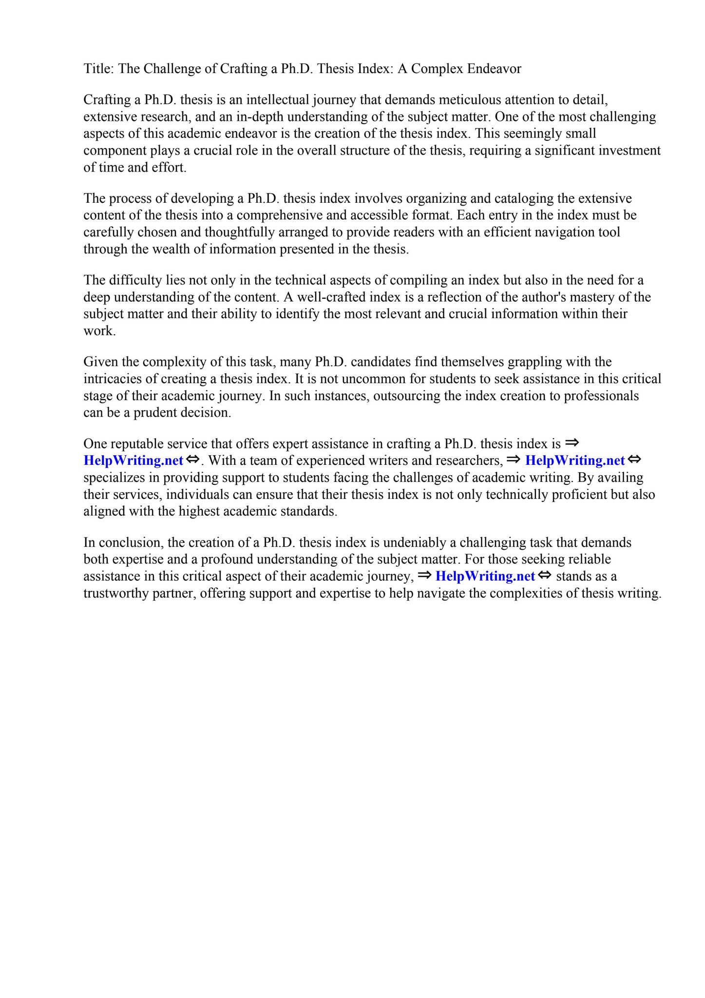 Phd Thesis Index Sample by The Citadel The Military College of South ...