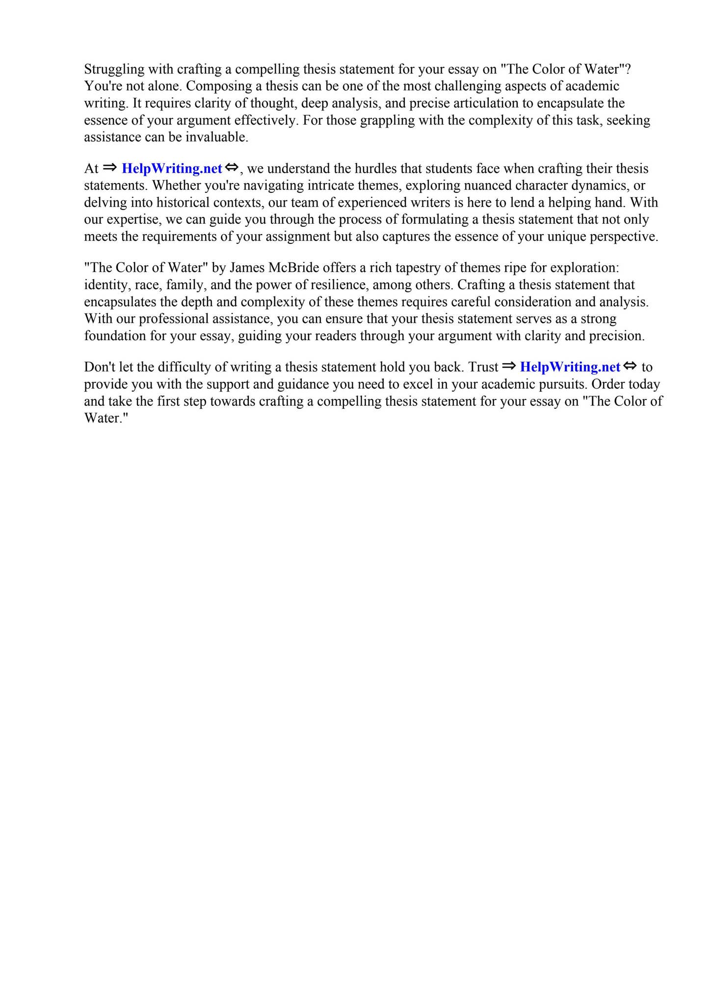 Thesis Statement Examples For The Color Of Water by Scripps College - Issuu