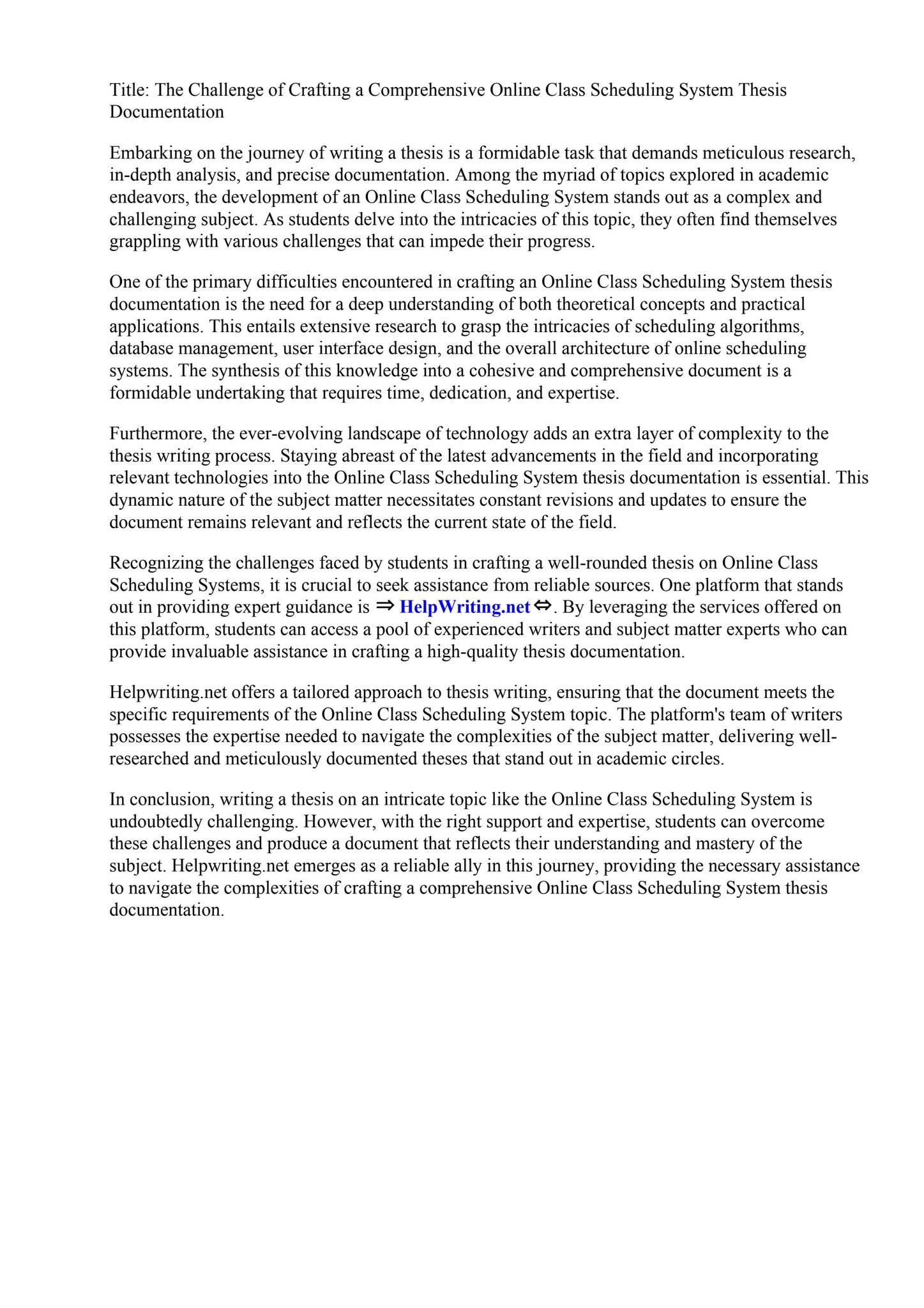 Online Class Scheduling System Thesis Documentation by Florida Gulf ...