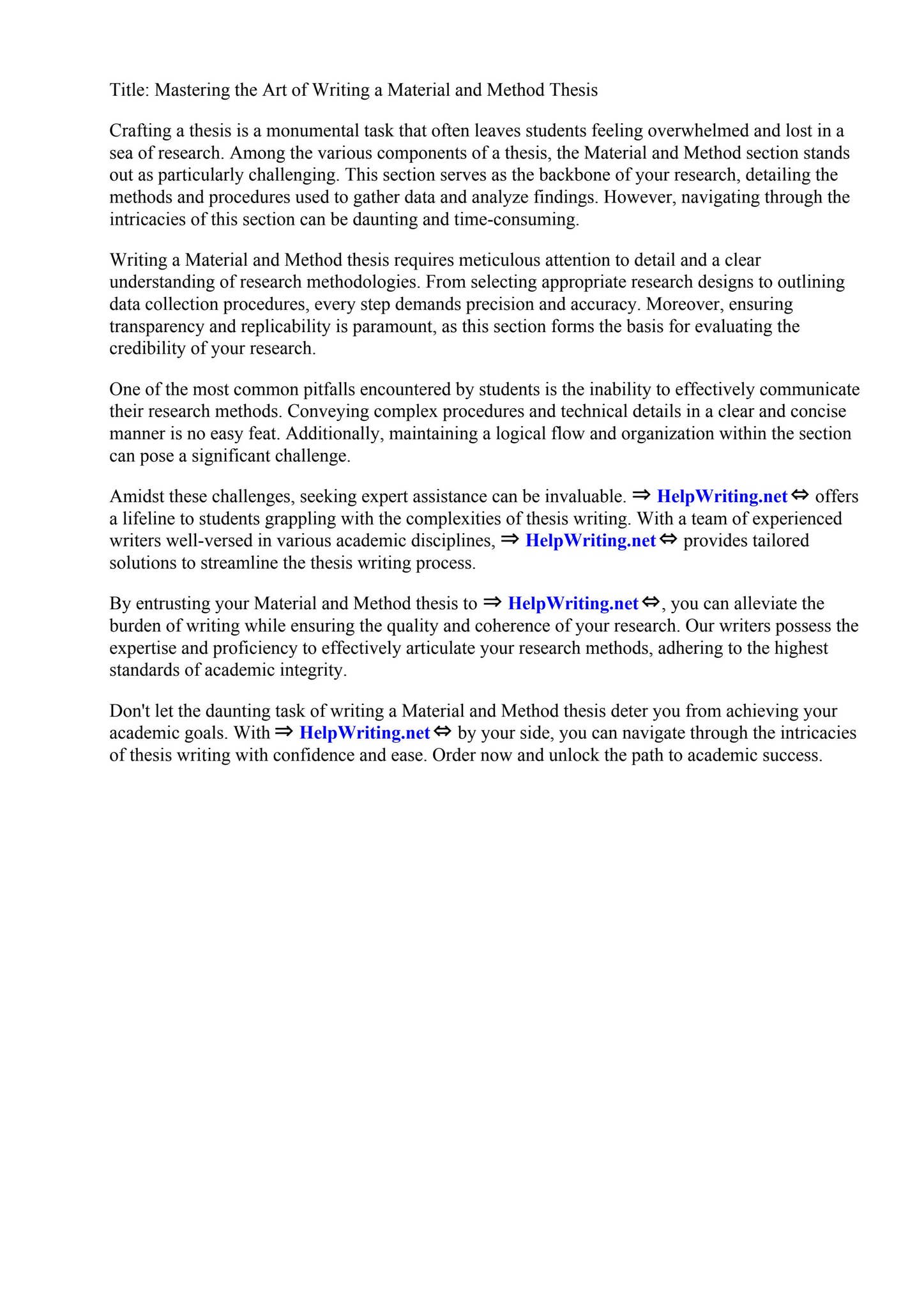 How To Write Material And Method Thesis by Whittier College - Issuu