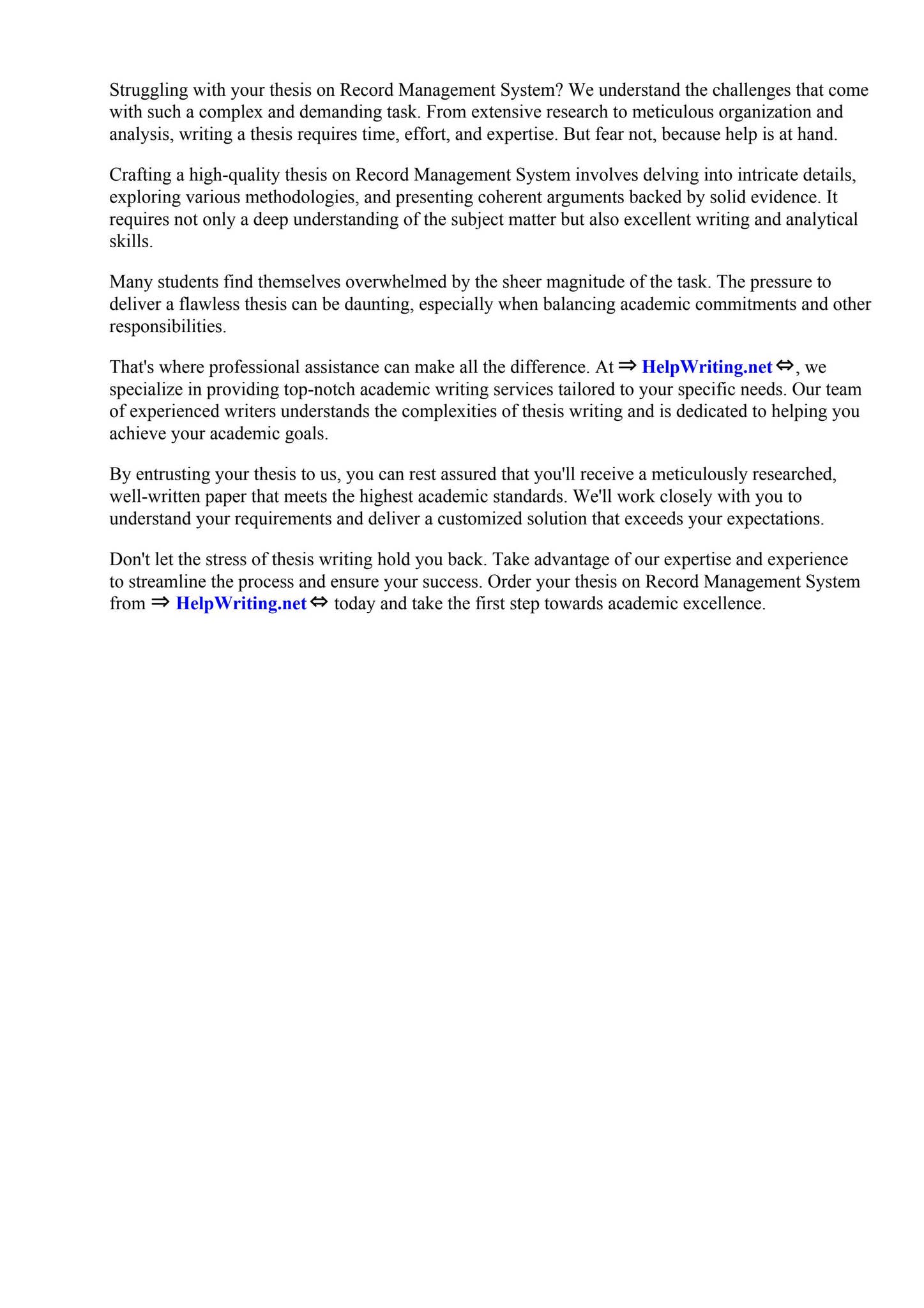 Record Management System Thesis Sample by The Citadel The Military ...