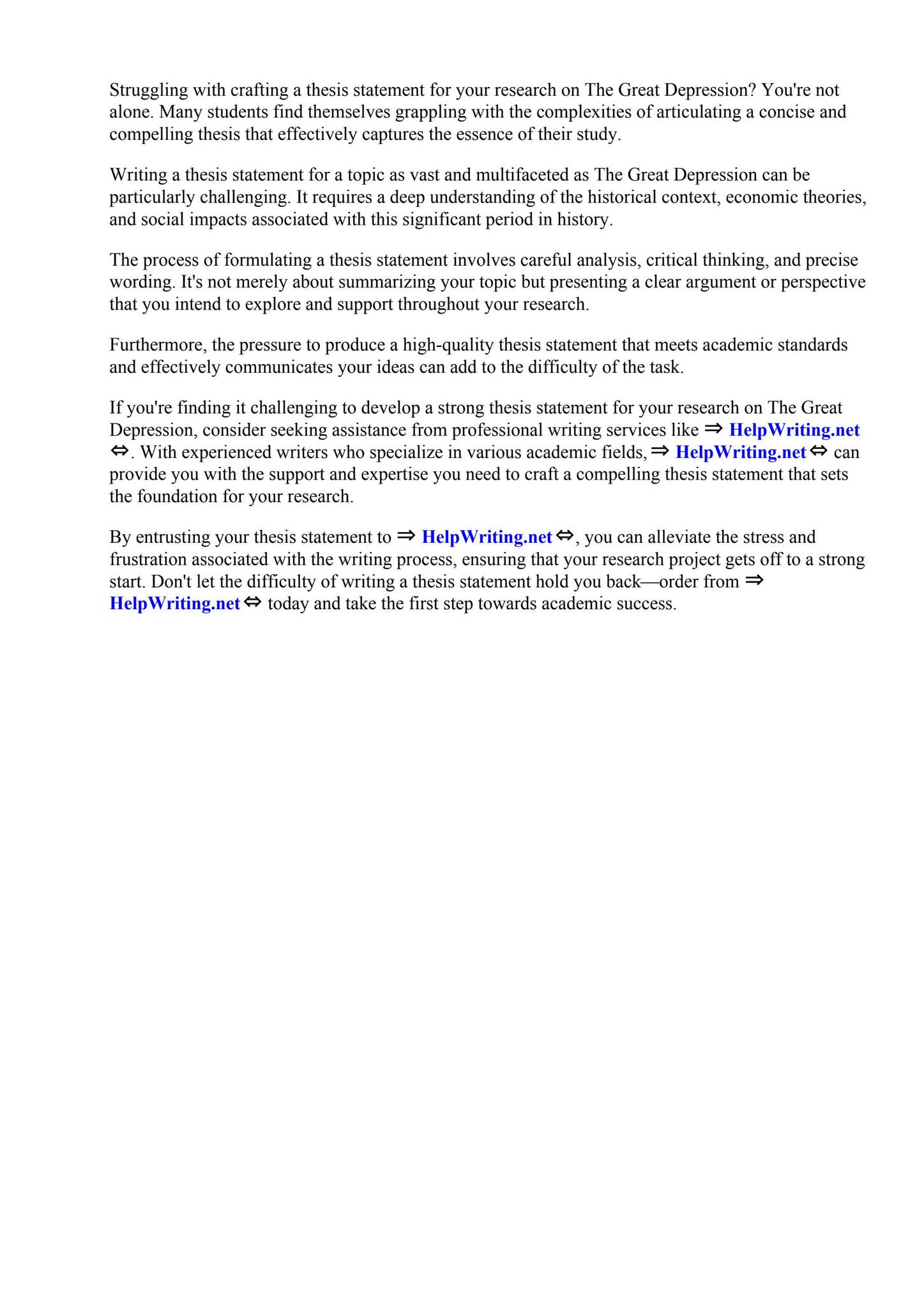 Thesis Statement For The Great Depression by Dillard University - Issuu