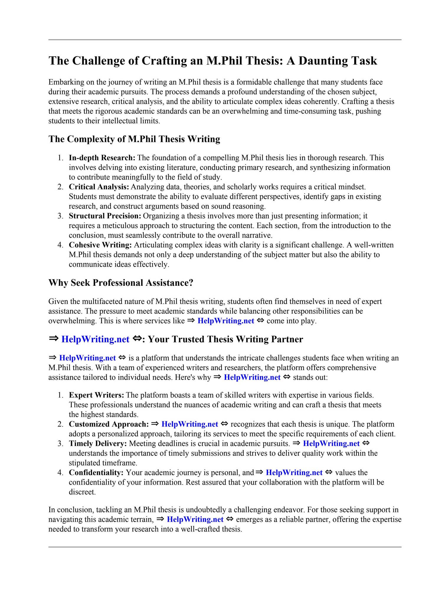 M.Phil Thesis Sample by Grays Harbor College - Issuu