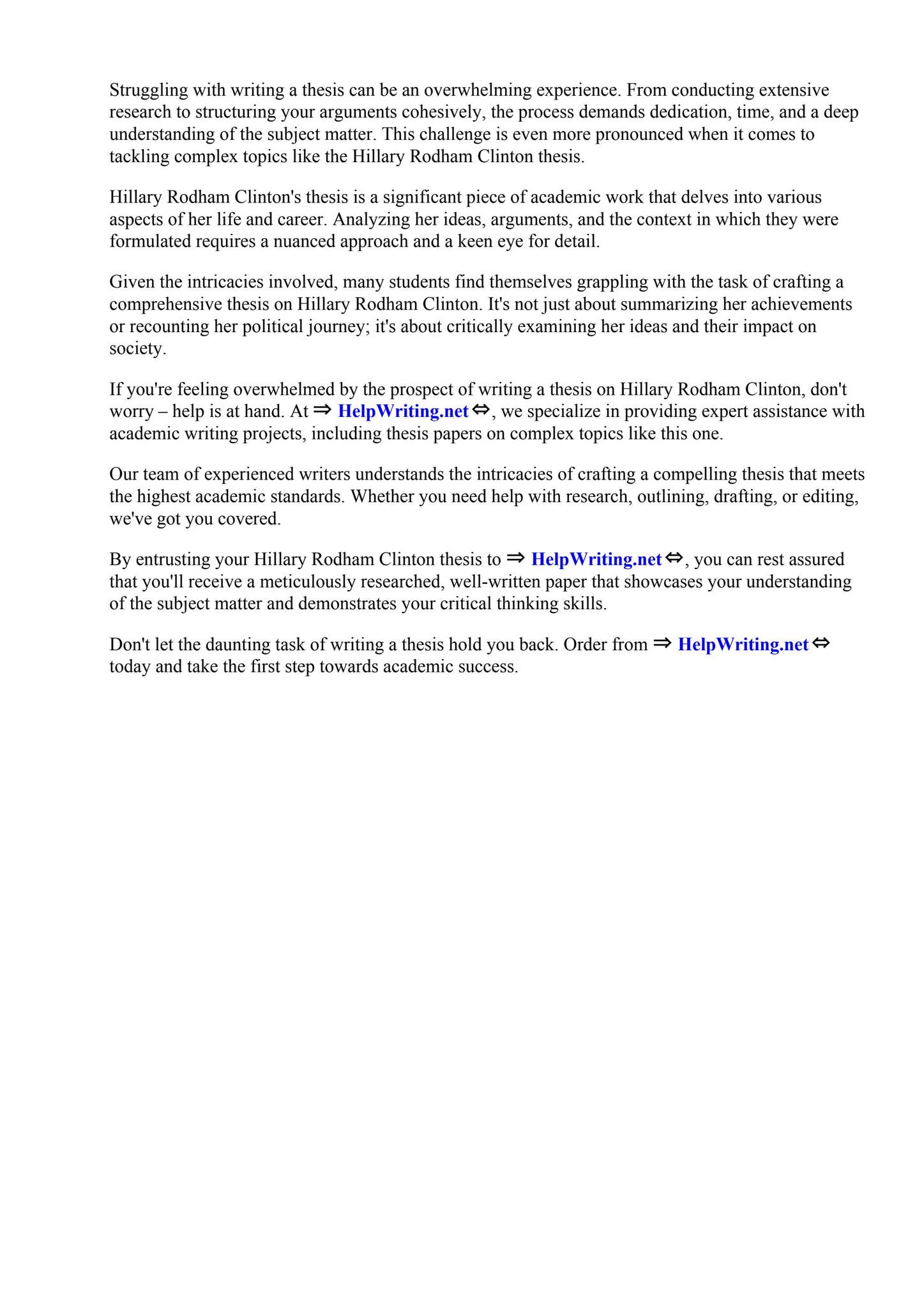 Hillary Rodham Clinton Thesis by Pine Technical and Community College ...