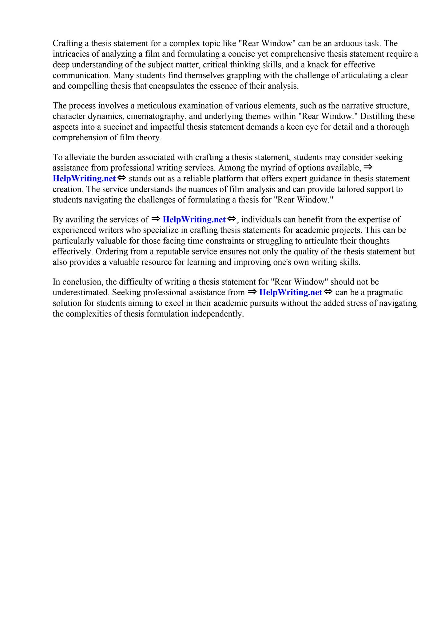 Thesis Statement For Rear Window by Chestnut Hill College - Issuu