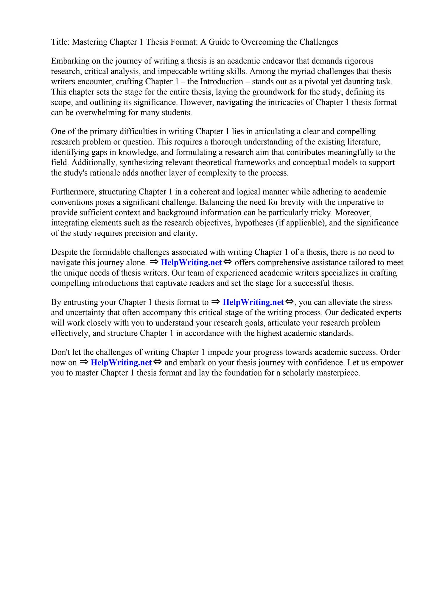 Chapter 1 Thesis Format by Hutchinson Community College - Issuu