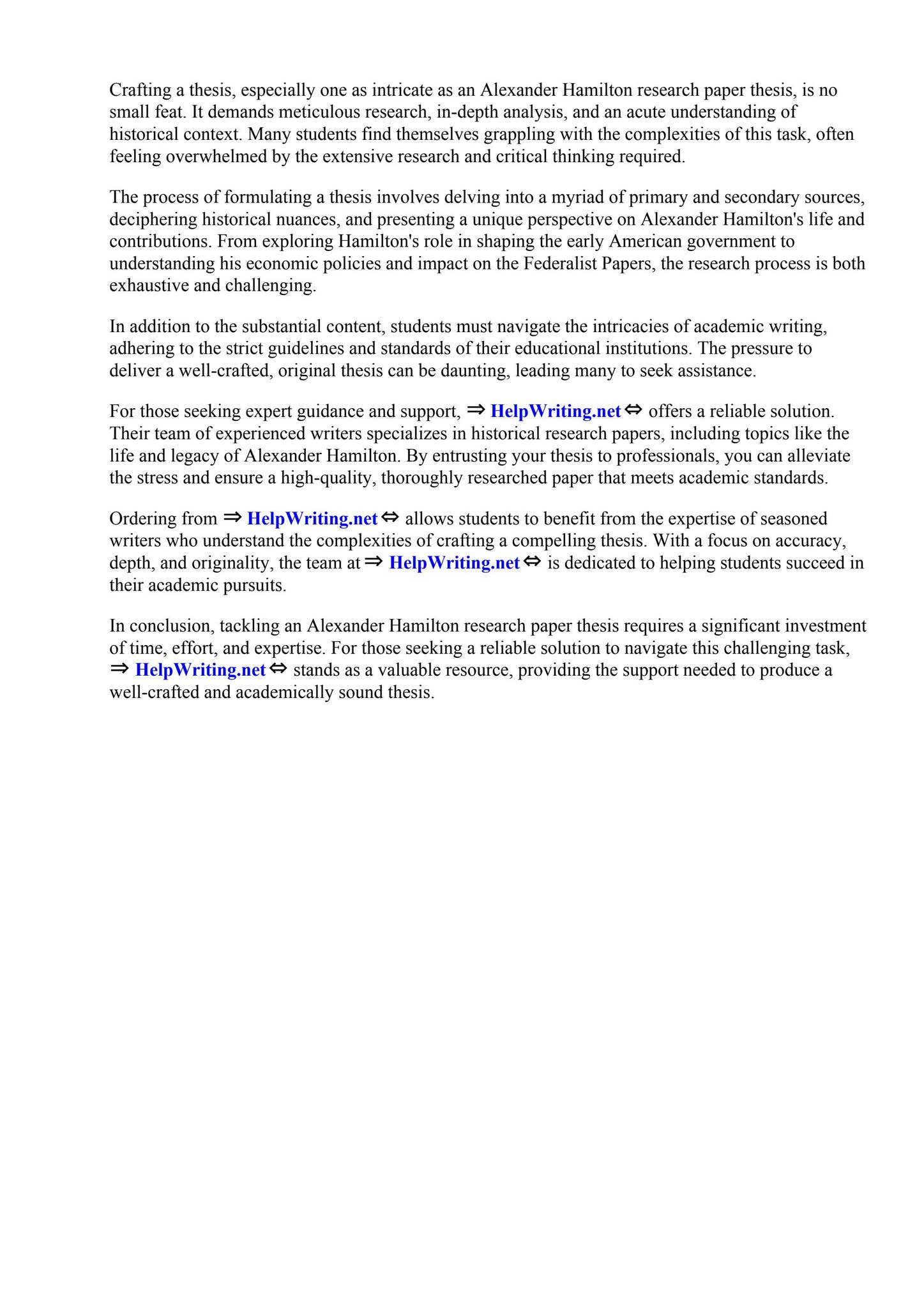 Alexander Hamilton Research Paper Thesis by Carnegie Mellon University ...