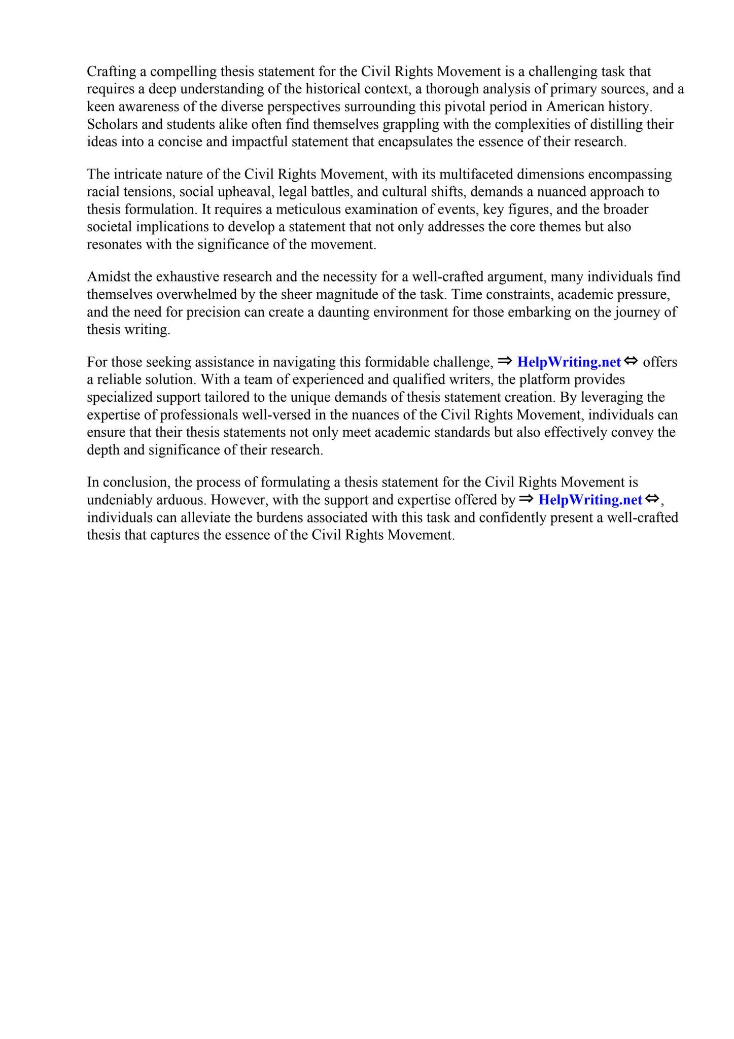 Thesis Statement For Civil Rights Movement by Southwestern Michigan ...