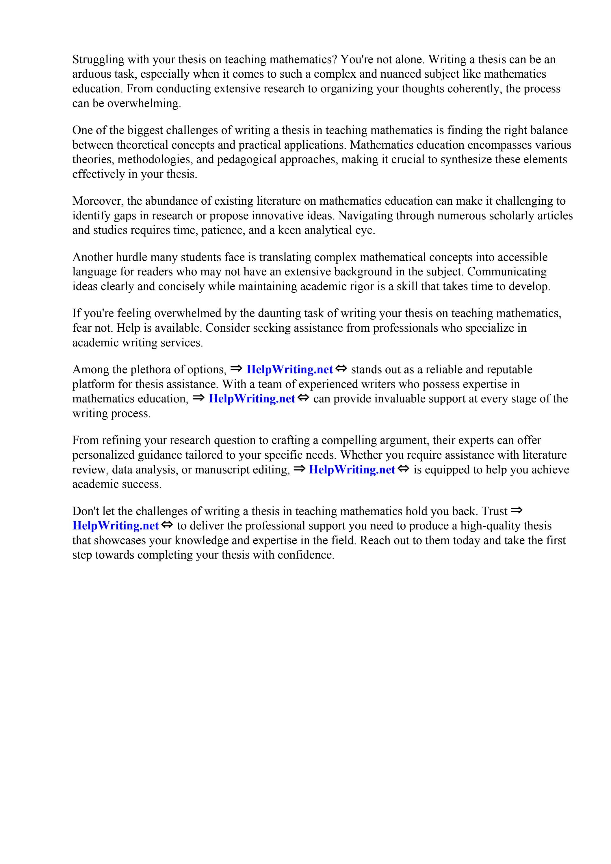 Sample Thesis Title In Teaching Mathematics by Onondaga Community ...