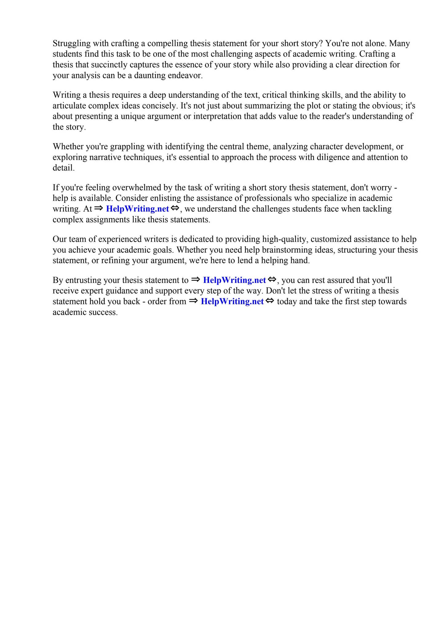 Short Story Thesis Statement by University of California San Francisco ...