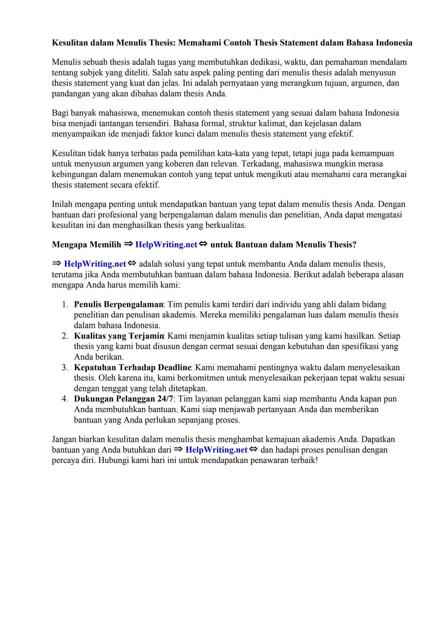 Contoh Thesis Statement Dalam Bahasa Indonesia by Lake Erie College - Issuu