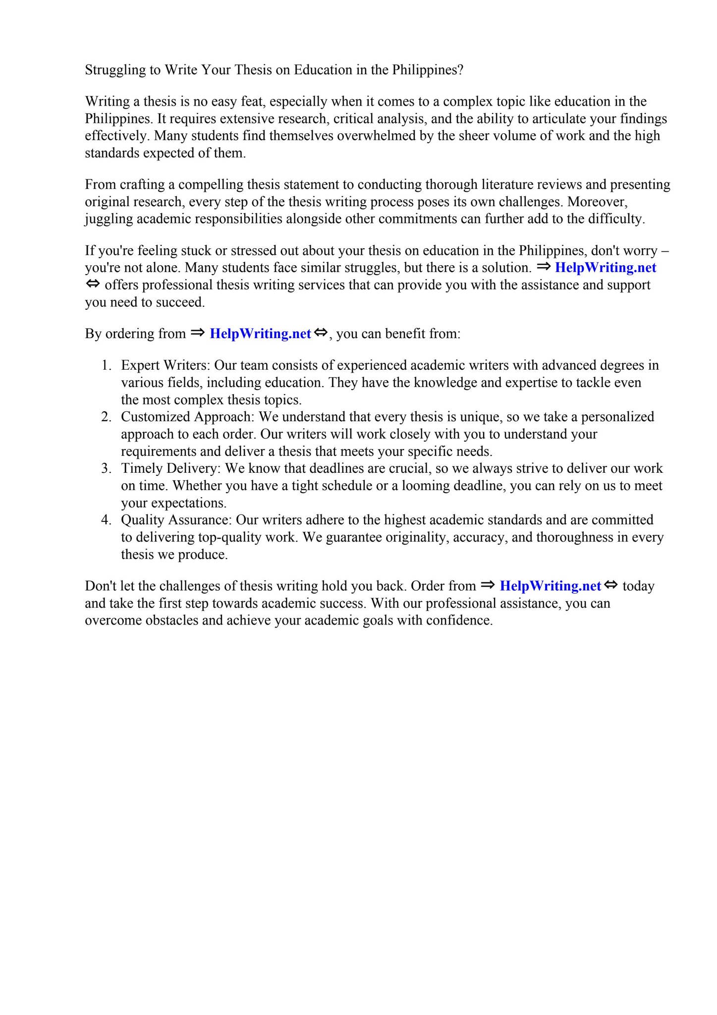 Sample Thesis Title About Education In The Philippines by Olivet ...