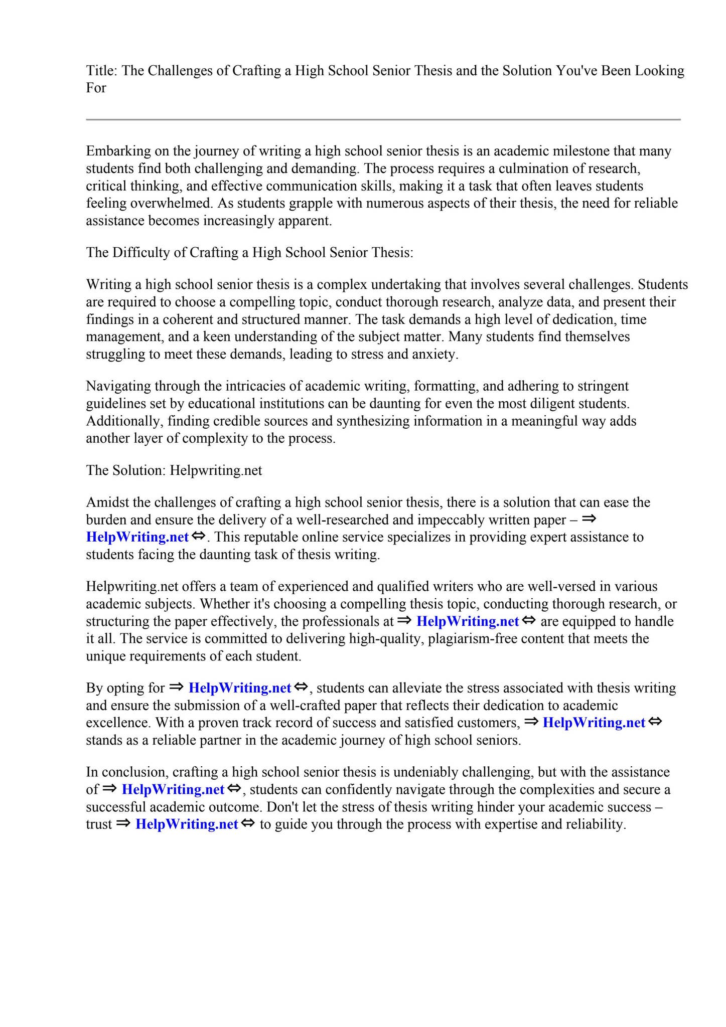 High School Senior Thesis Examples by Seward County Community College ...