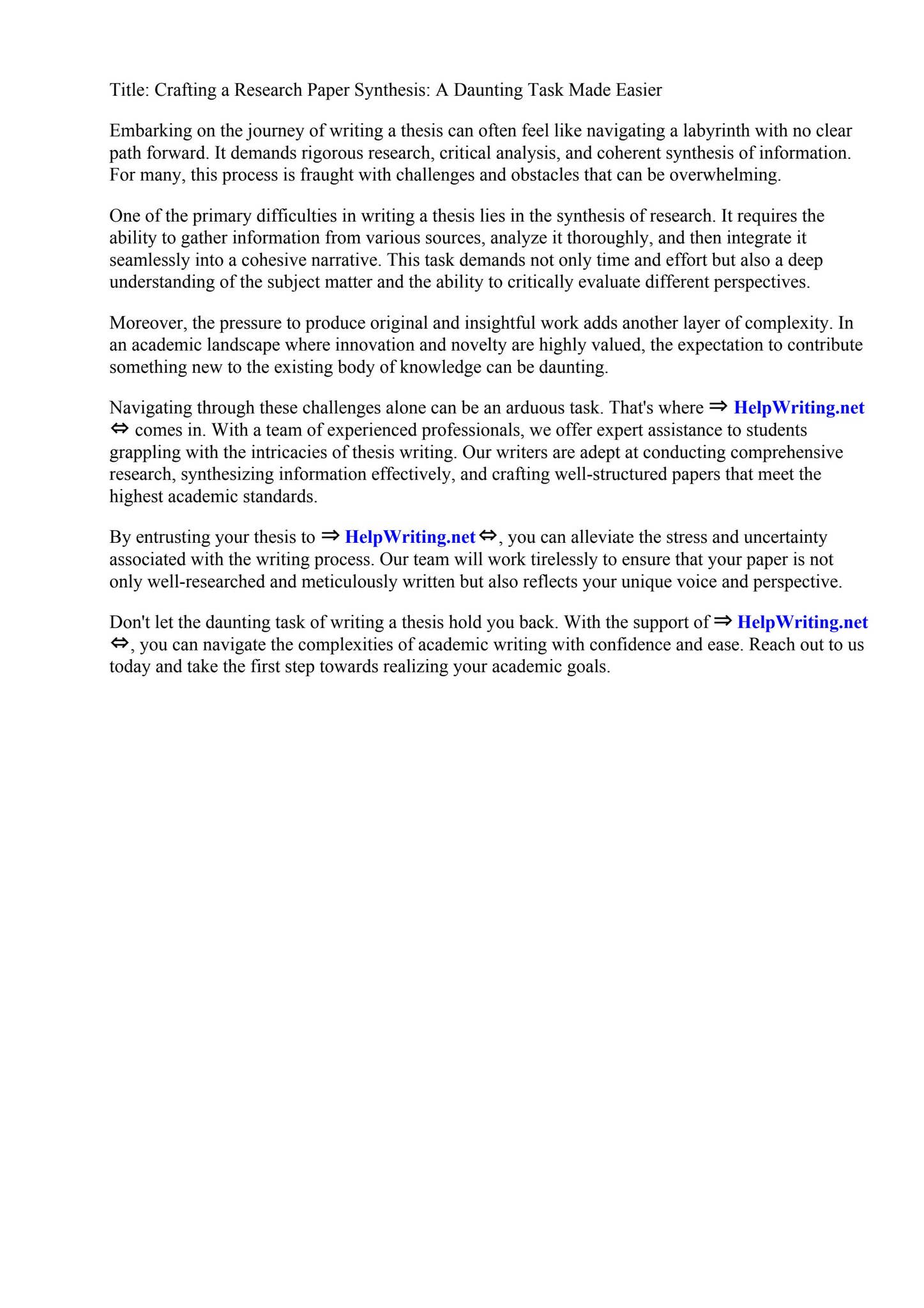 Research Paper Synthesis Example by Marylhurst University - Issuu