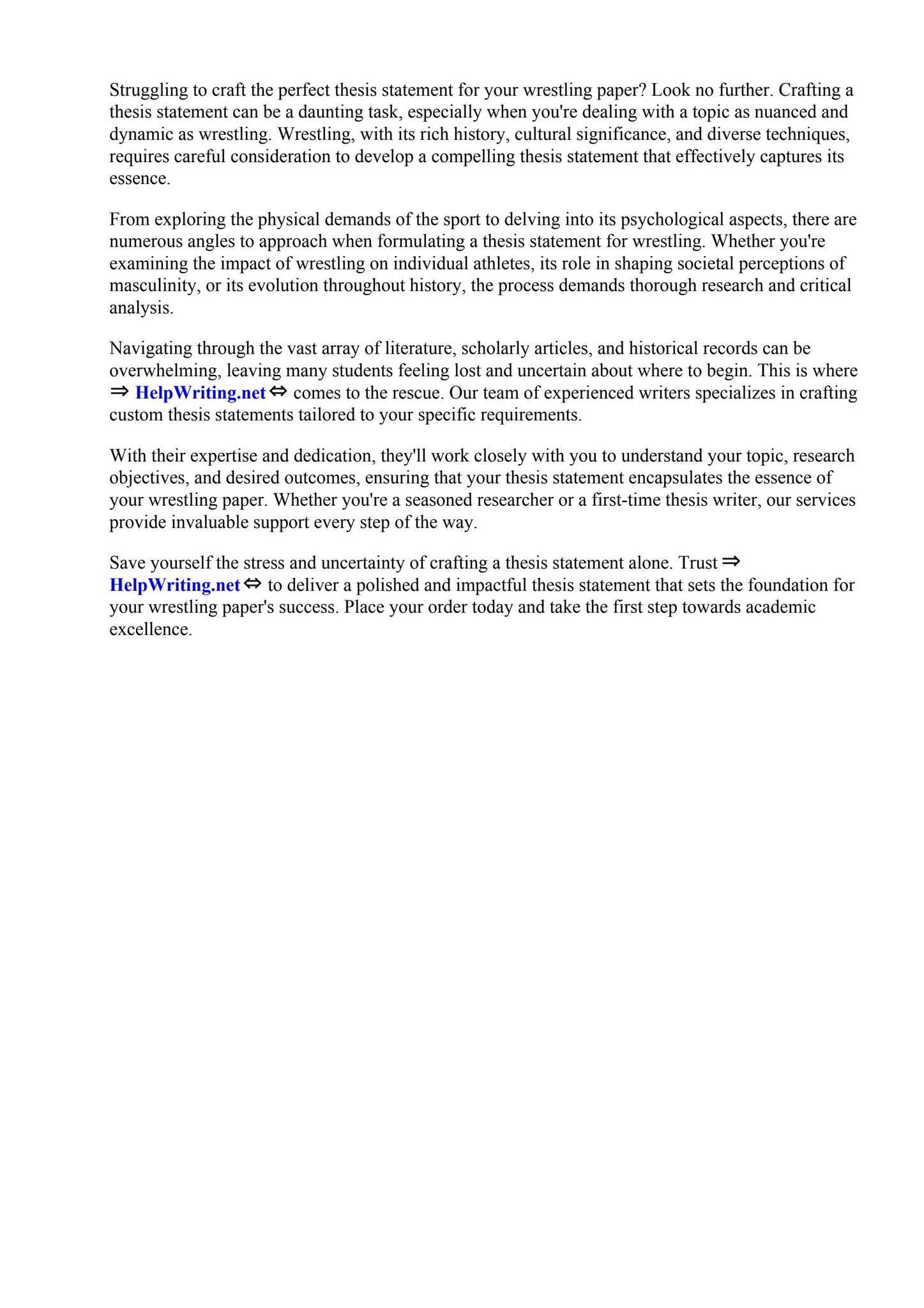 Thesis Statement For Wrestling by Alderson Broaddus University - Issuu