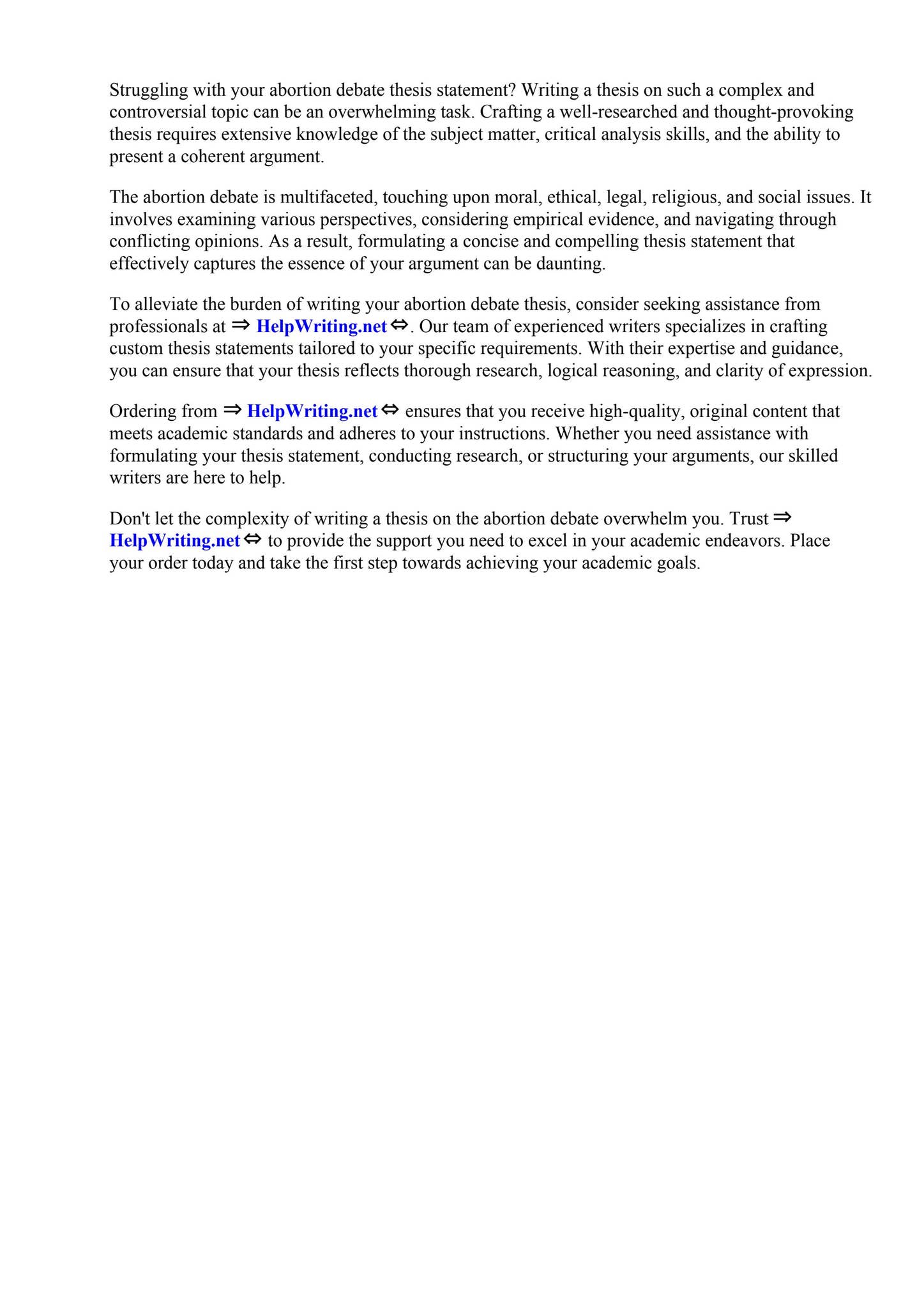 Abortion Debate Thesis Statement by Oakland City University - Issuu