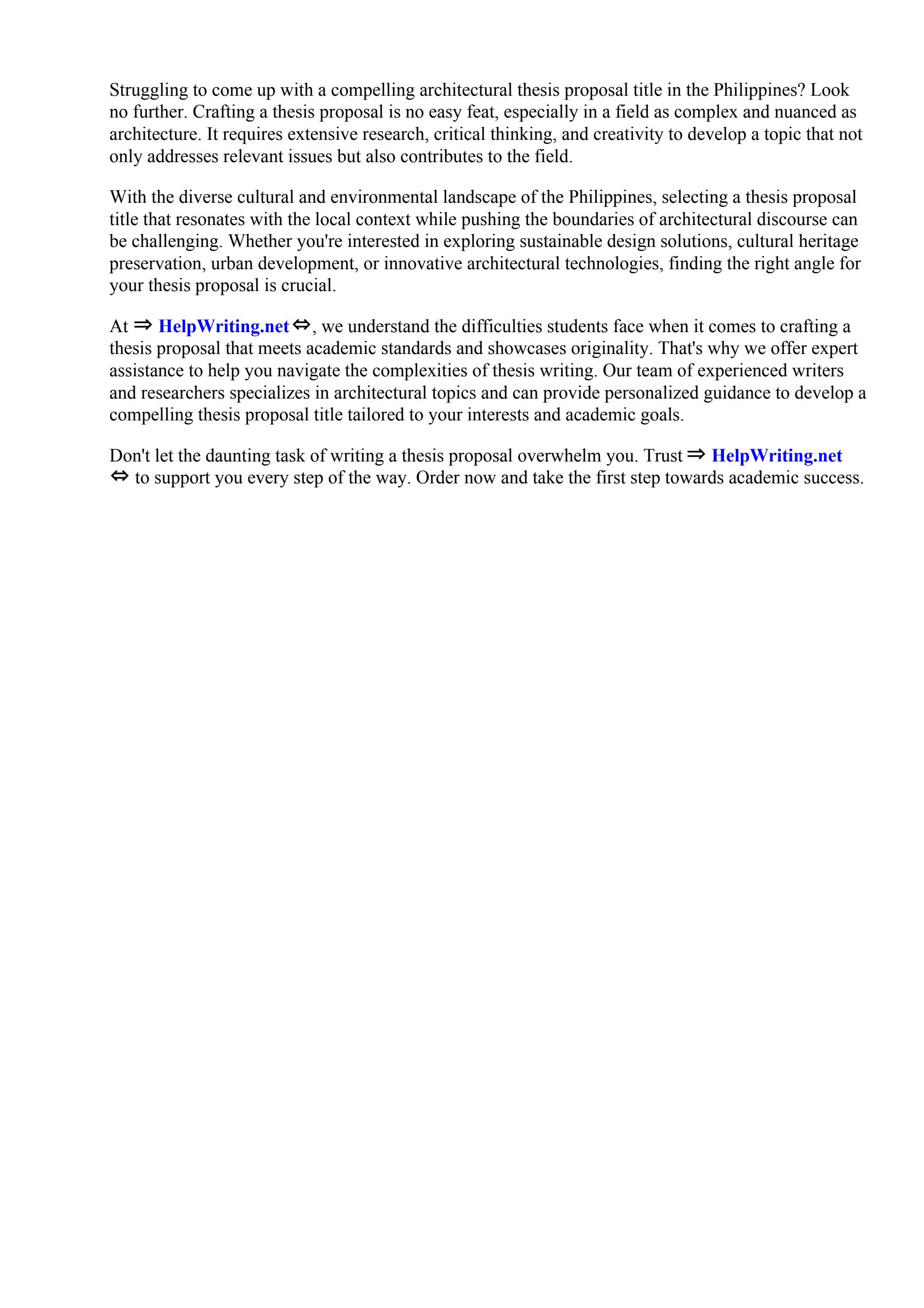 Architectural Thesis Proposal Titles In The Philippines by Randolph ...